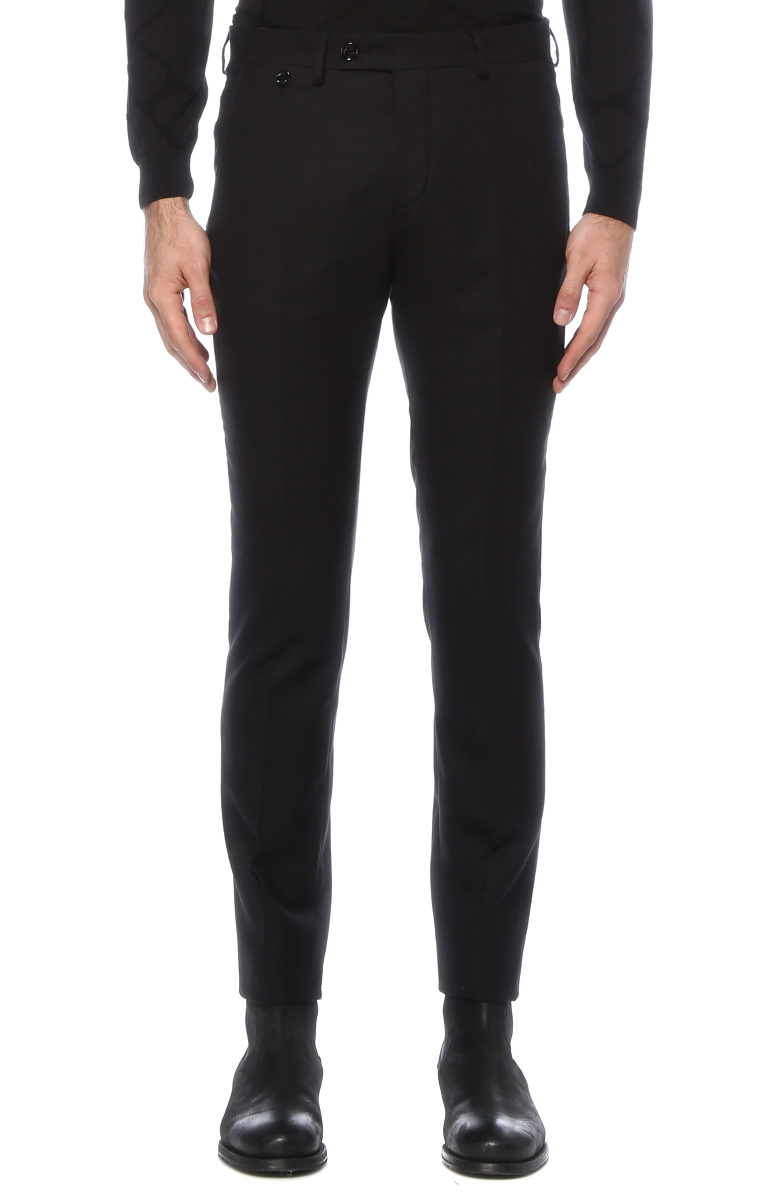 Slim Fit Siyah Yün Pantolon