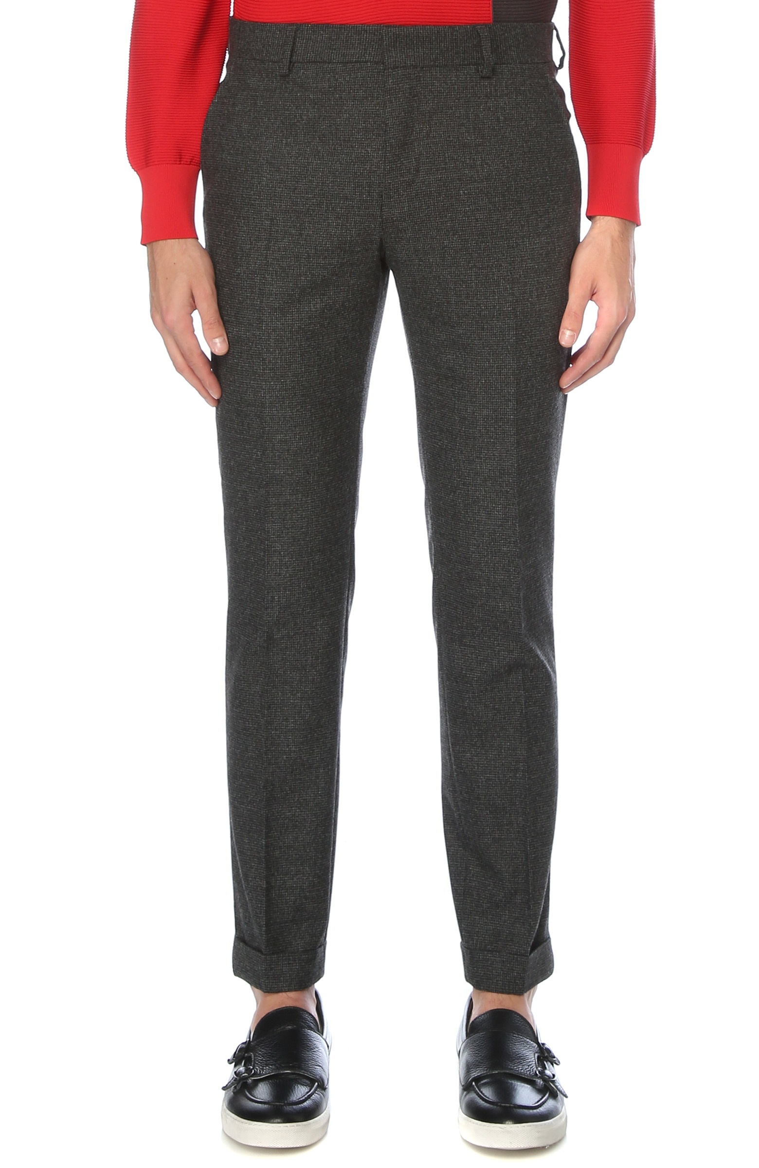 Slim Fit Gri Kazayağı Desenli Pantolon Slim Fit Gri Kazayağı Desenli Pantolon