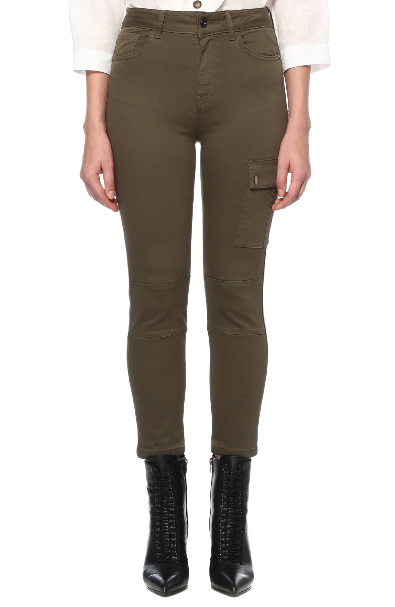 Slim Fit Haki Dar Paça Pantolon