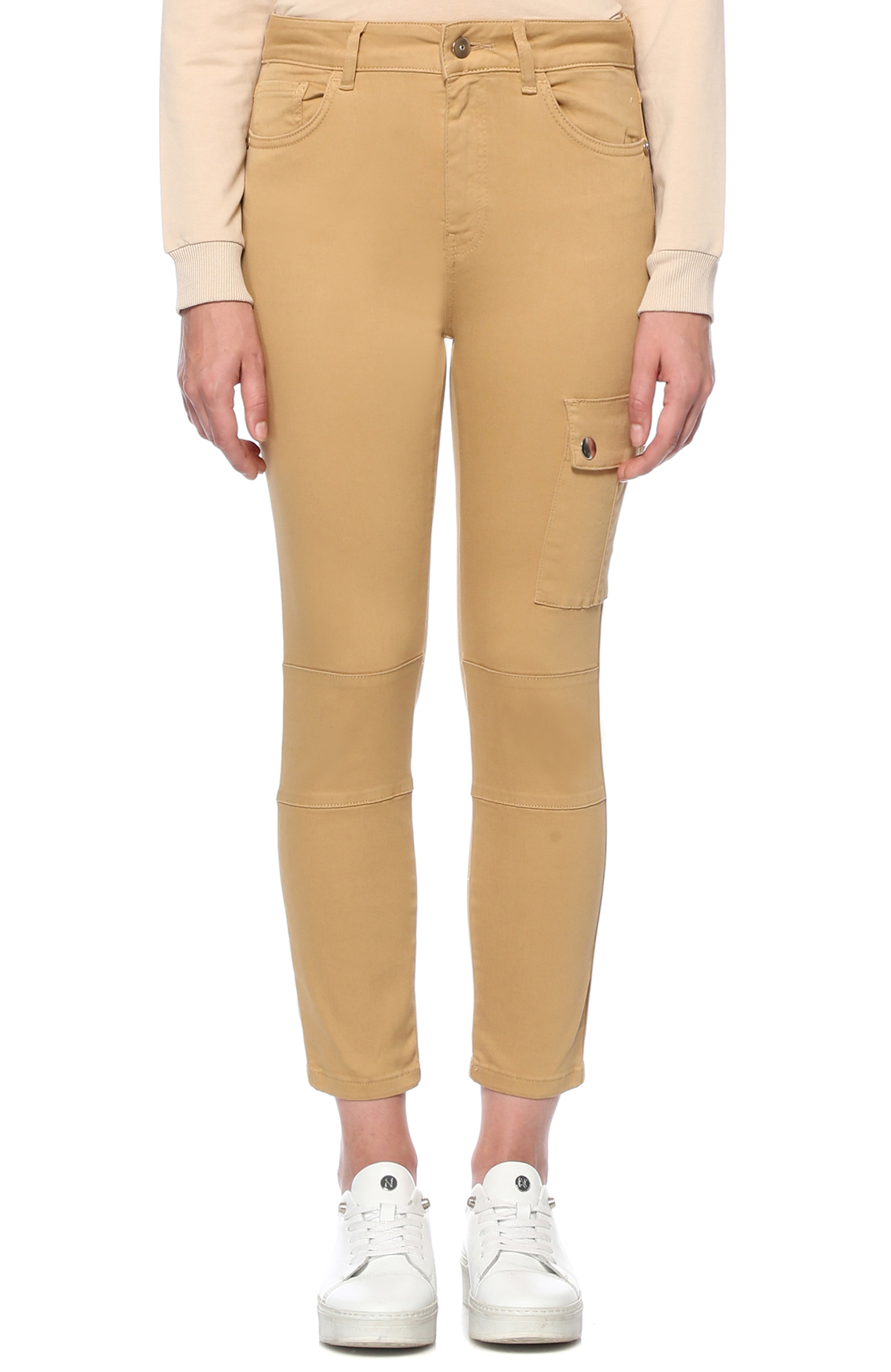 Slim Fit Bej Normal Bel Kargo Pantolon Slim Fit Bej Normal Bel Kargo Pantolon