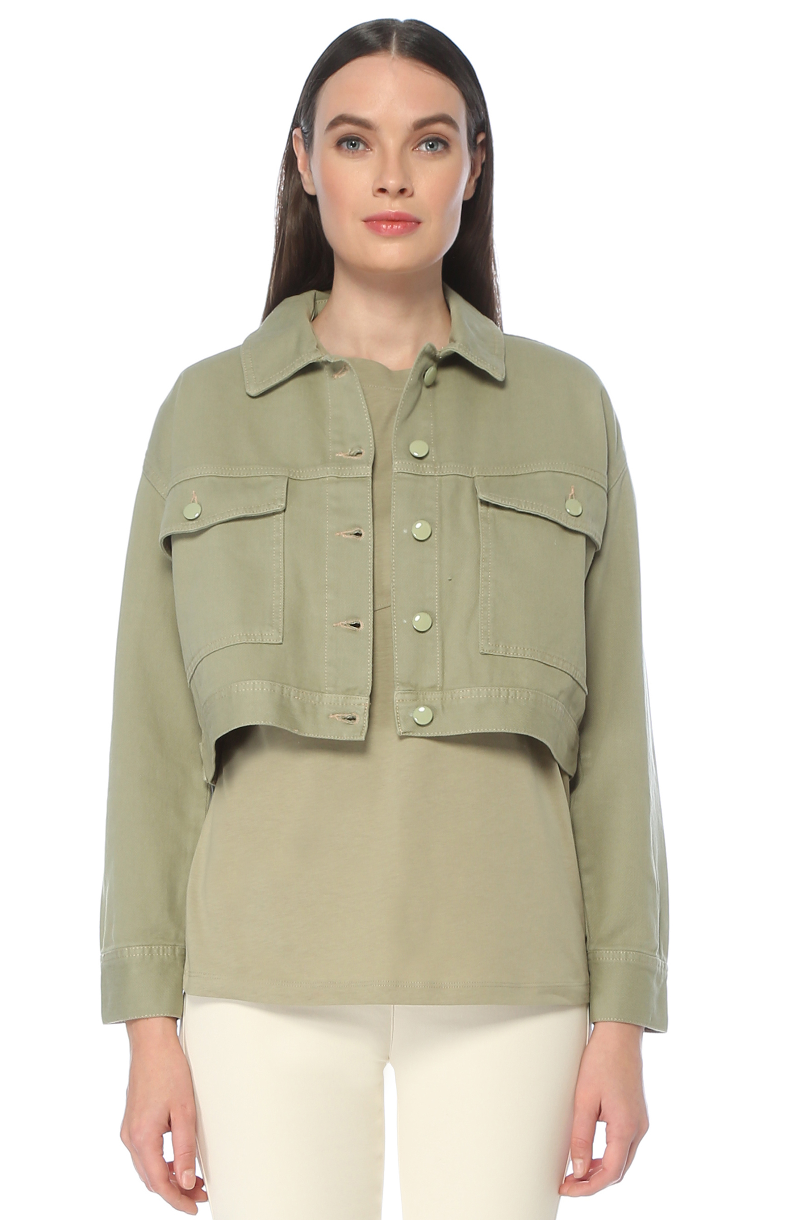 Slim Fit Yeşil Denim Mont Slim Fit Yeşil Denim Mont