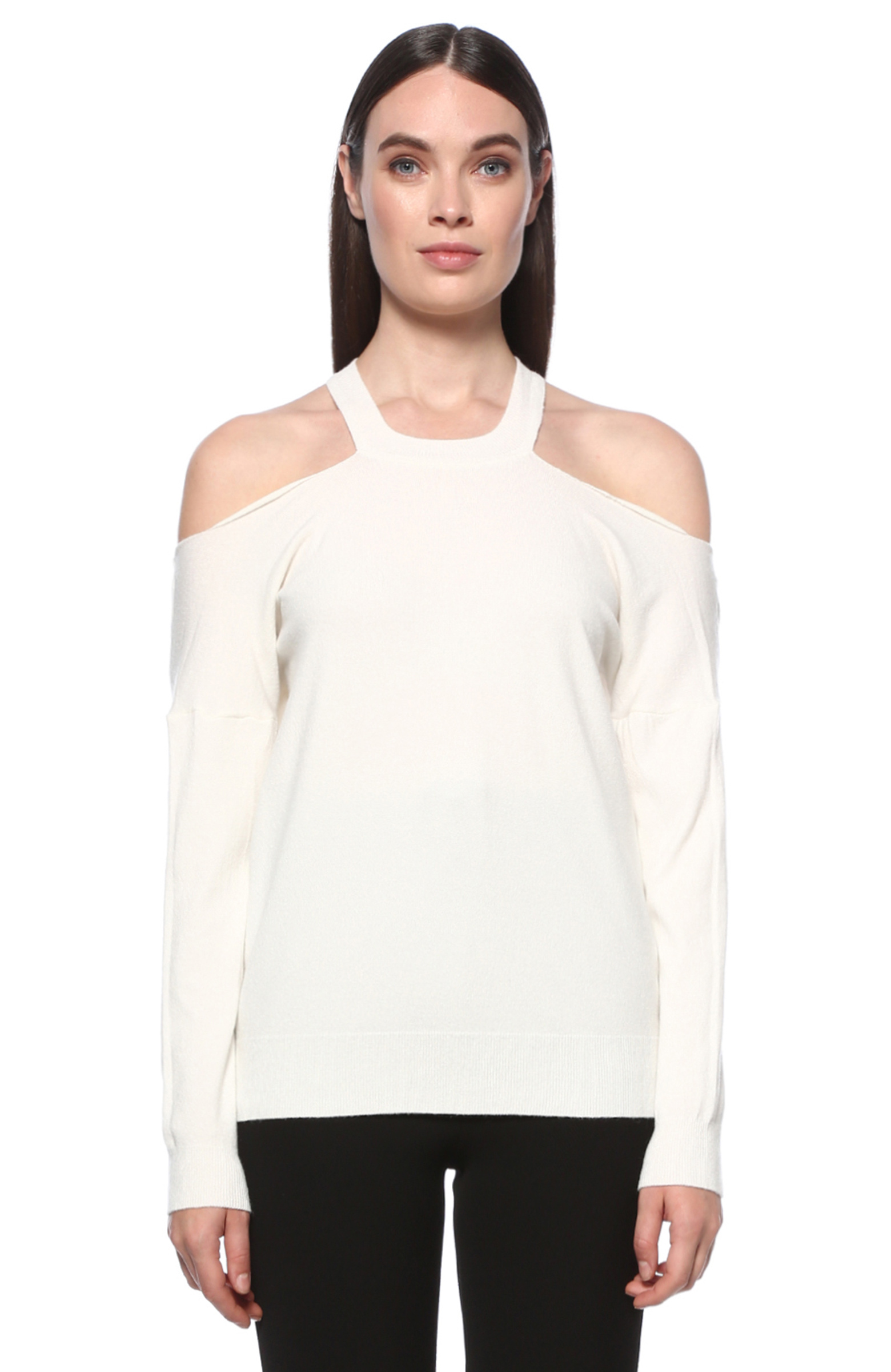 Regular Fit Ekru Omuz Ve Sırt Dekolteli Kazak Regular Fit Ekru Omuz Ve Sırt Dekolteli Kazak