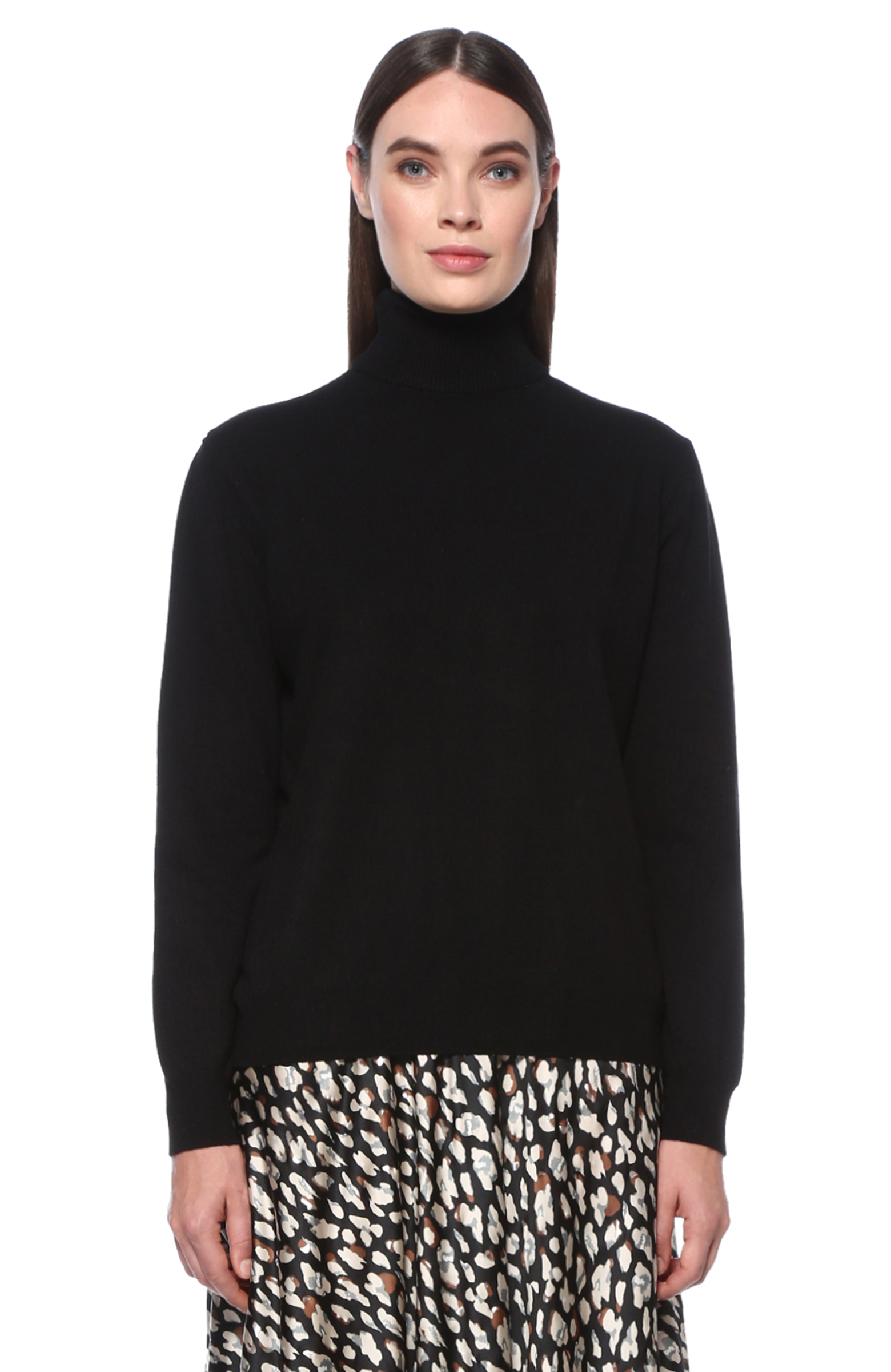 Regular Fit Siyah Balıkçı Yaka Kazak