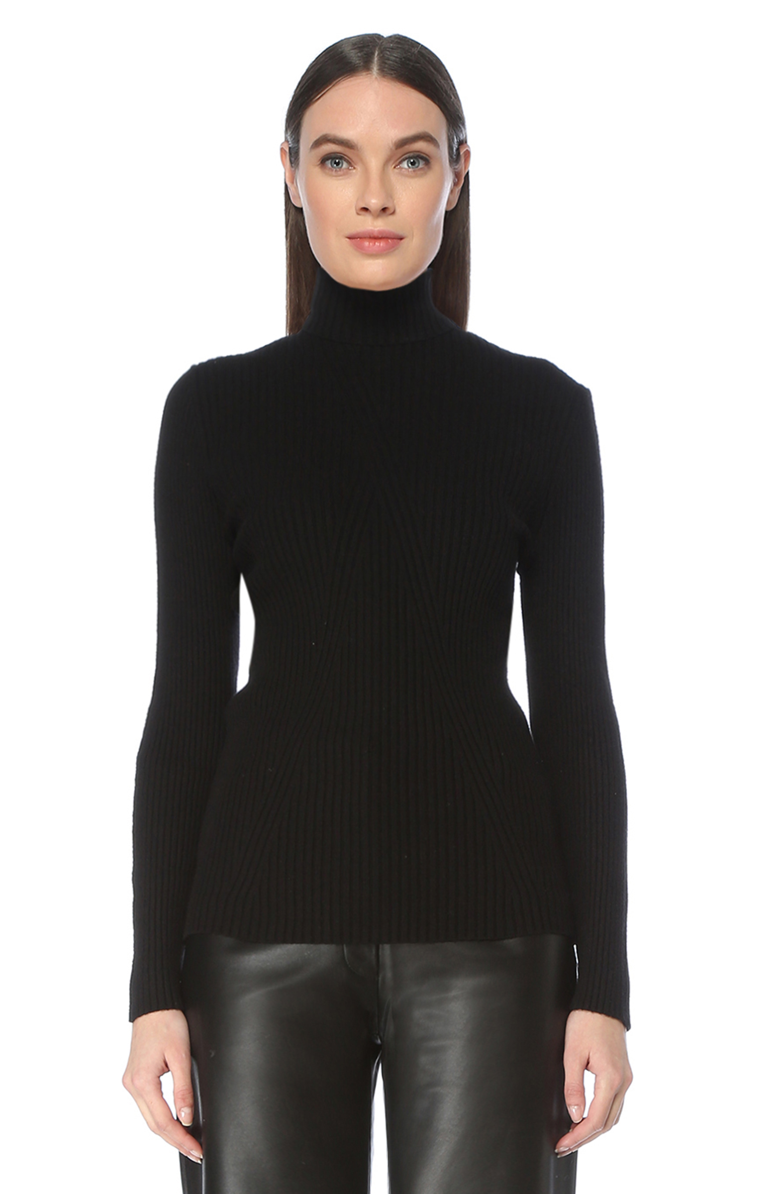 Slim Fit Siyah Balıkçı Yaka Kazak Slim Fit Siyah Balıkçı Yaka Kazak