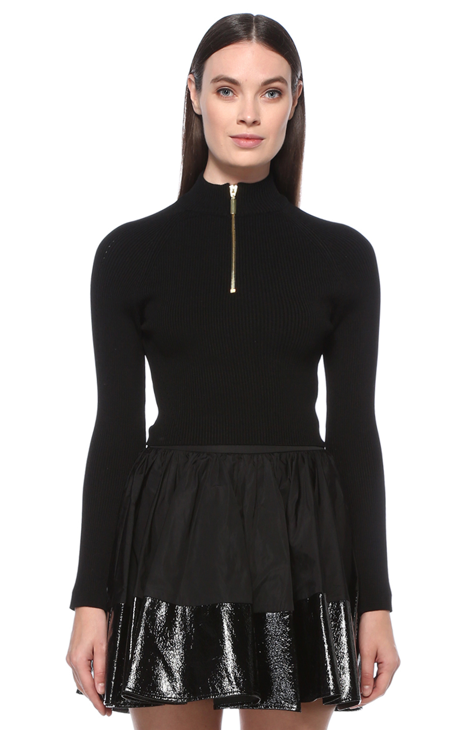 Slim Fit Siyah Dik Yaka Kazak