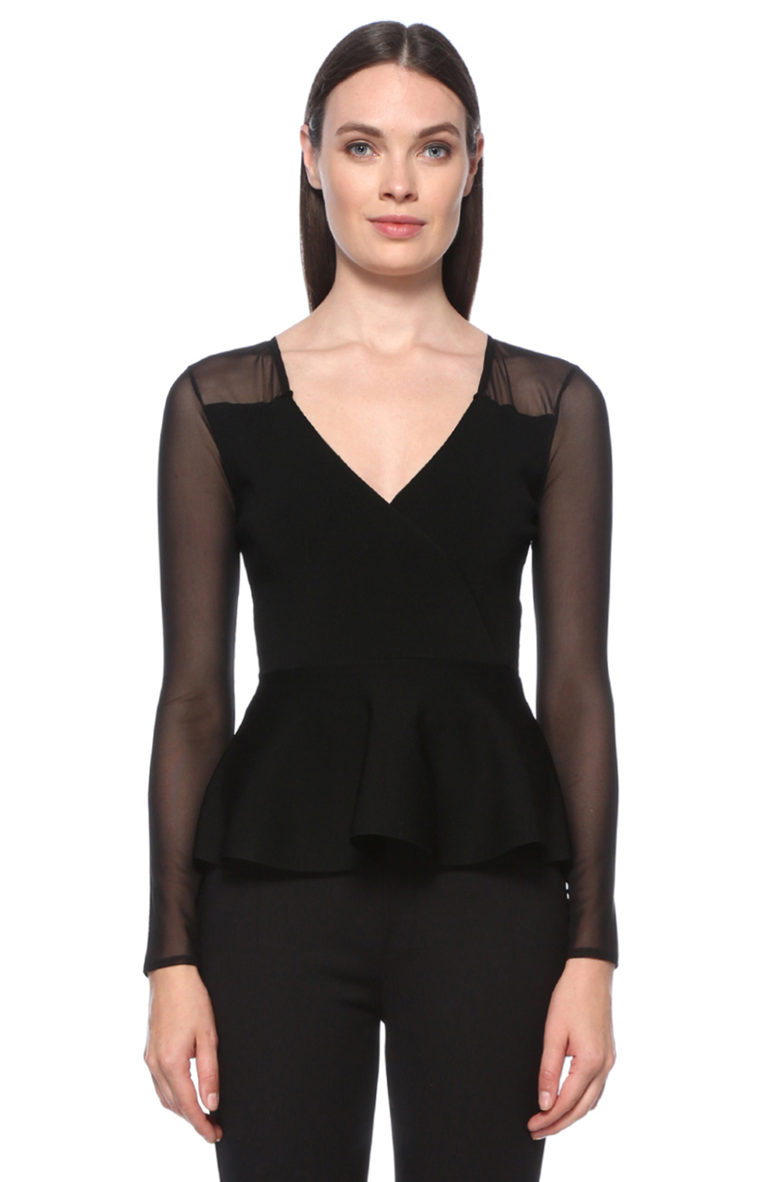 Slim Fit Siyah Transparan Kollu Kazak Slim Fit Siyah Transparan Kollu Kazak