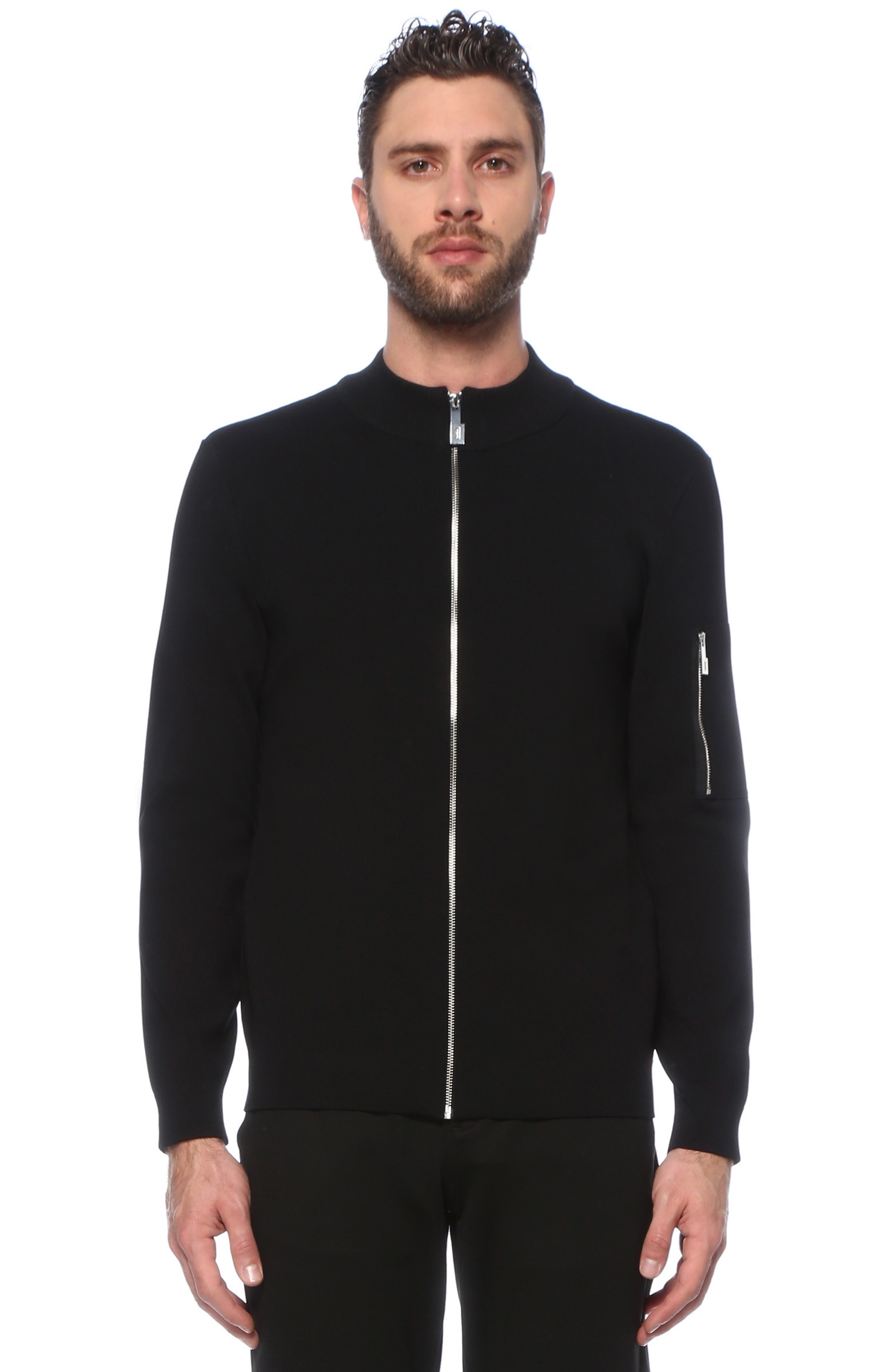 Slim Fit Siyah Dik Yaka Triko Slim Fit Siyah Dik Yaka Triko