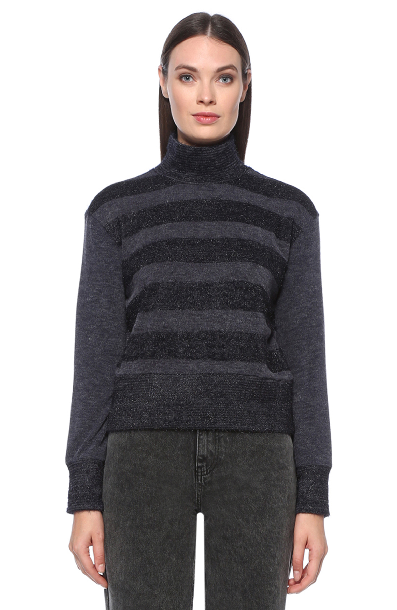 Slim Fit Lacivert Çizgili Kazak Slim Fit Lacivert Çizgili Kazak