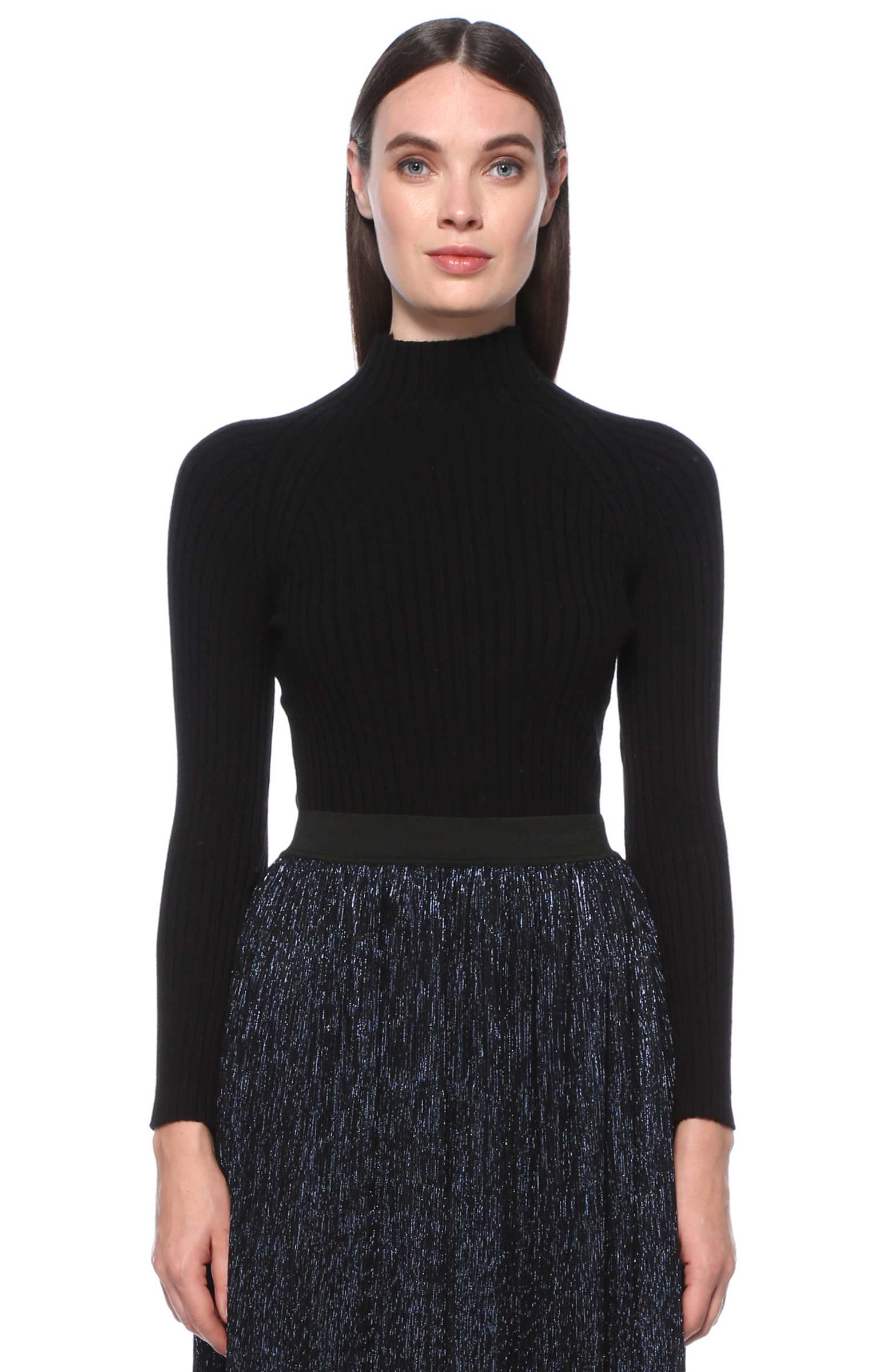 Slim Fit Siyah Dik Yaka Ribli Kazak