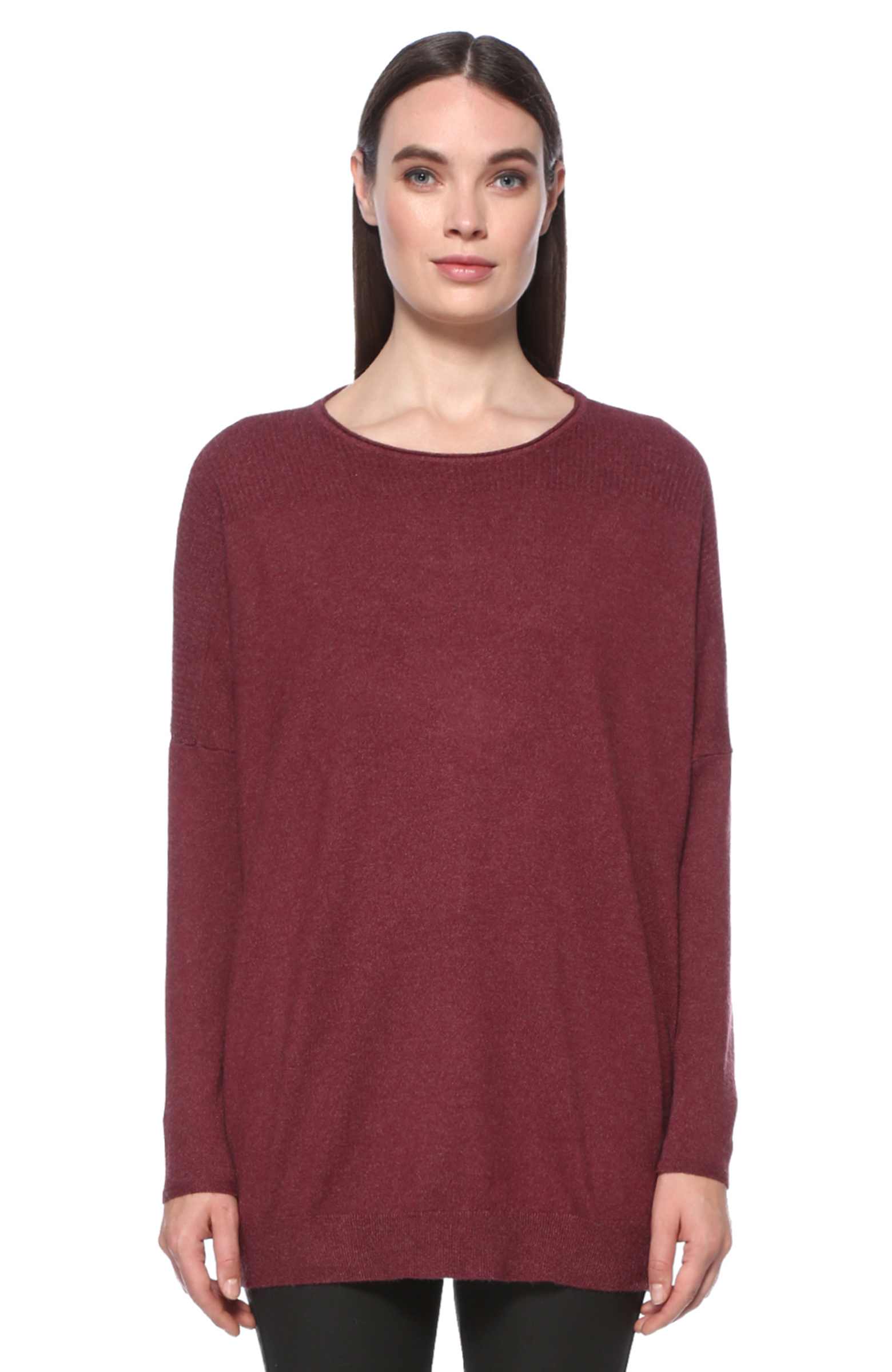 Geniş Fit Bordo Kazak Geniş Fit Bordo Kazak