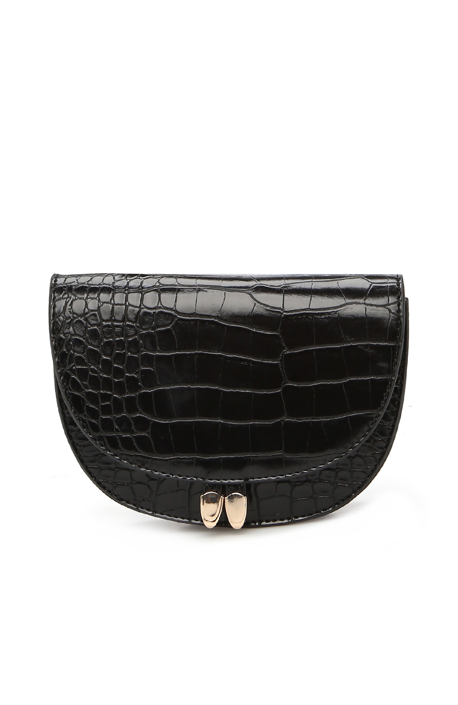 Siyah Kroko Dokulu Kadın Bel Çantası