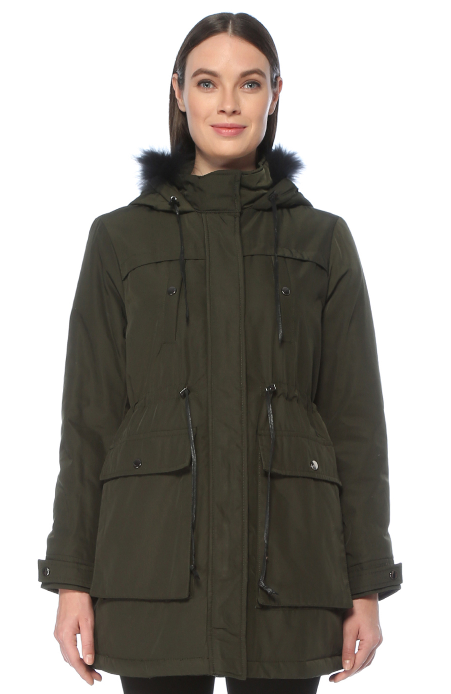 Basic Fit Haki Kapüşonlu Parka Basic Fit Haki Kapüşonlu Parka