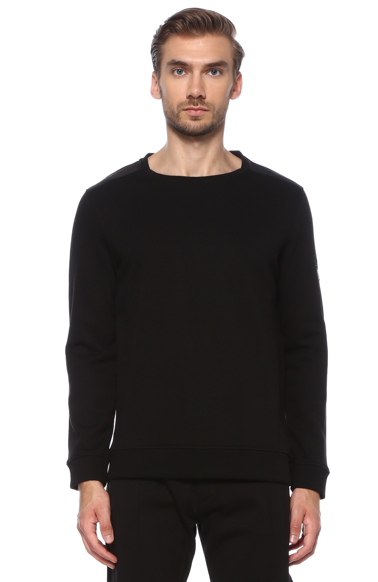 Siyah Bisiklet Yaka Sweatshirt