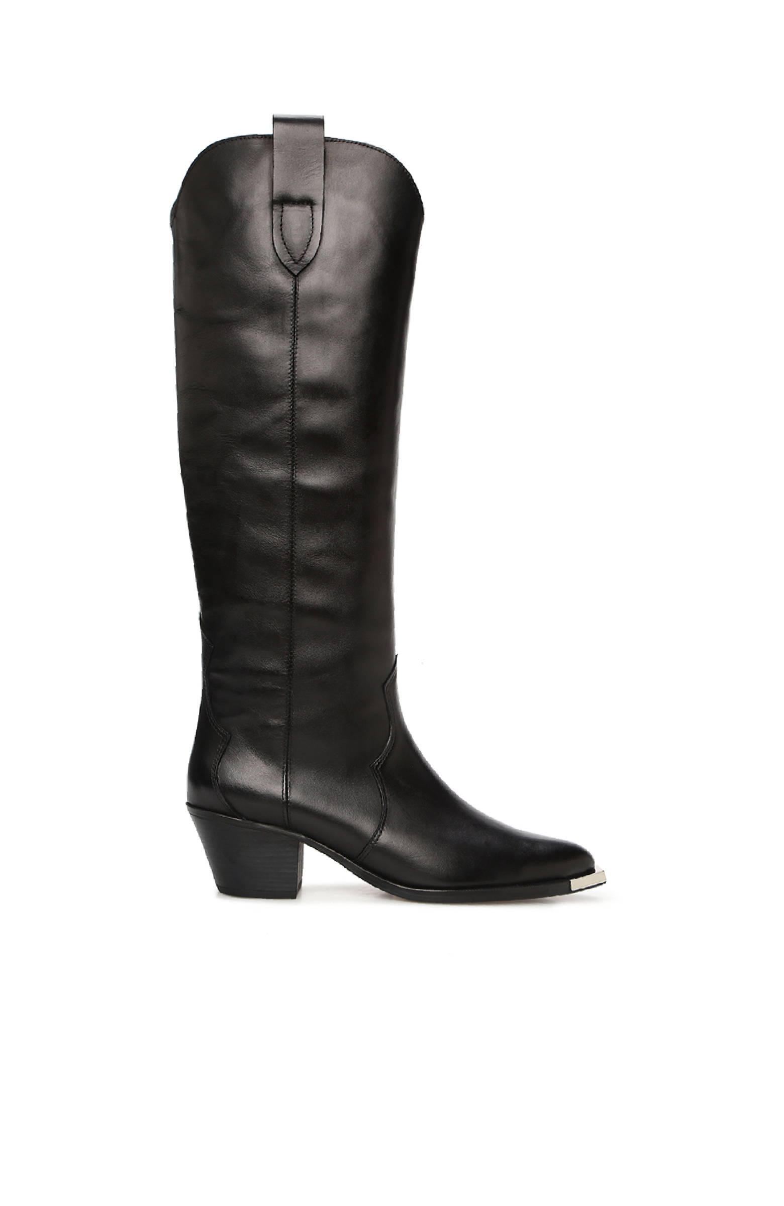 Siyah Topuklu Deri Çizme