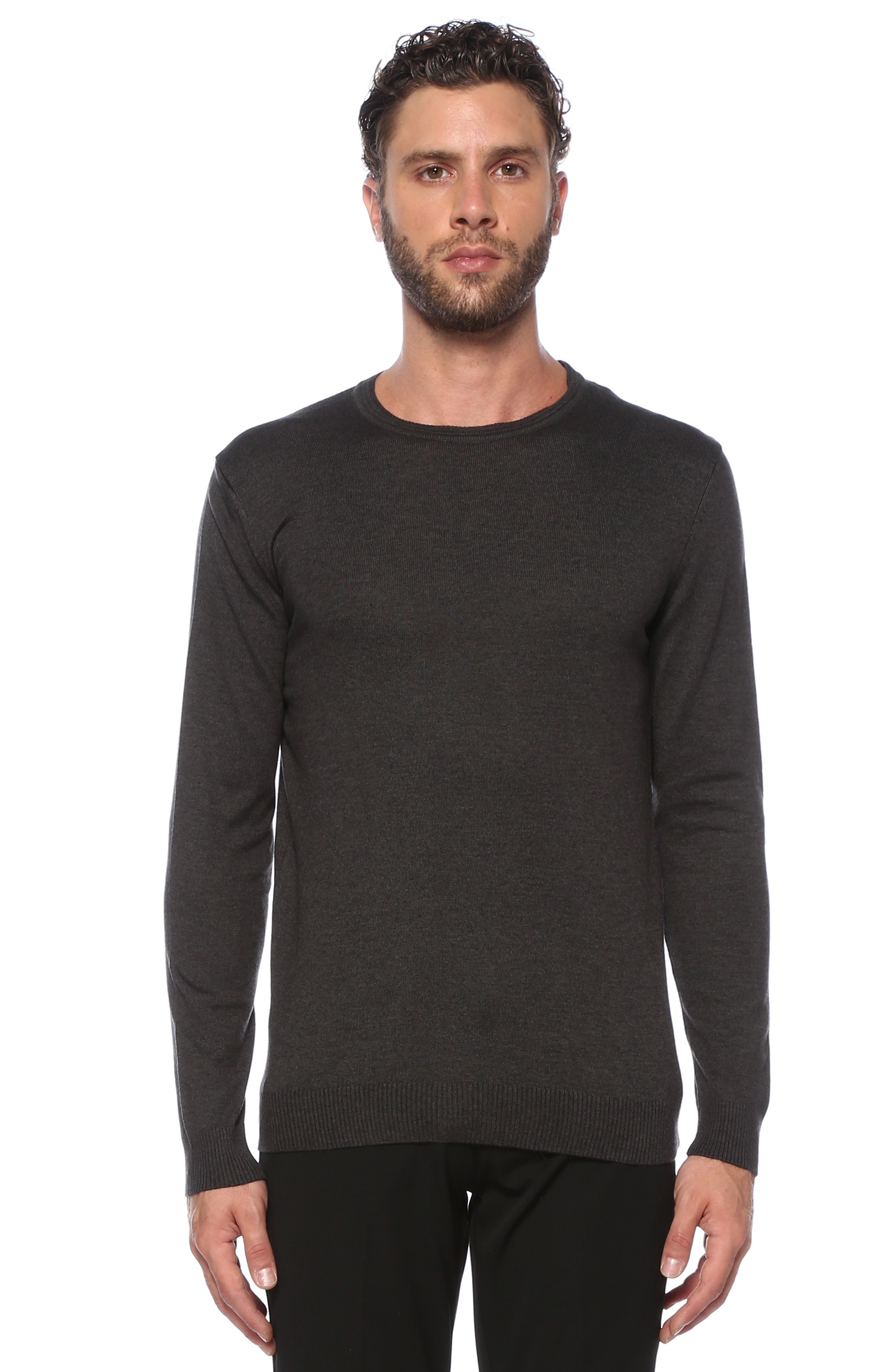 Antrasit Bisiklet Yaka Kazak