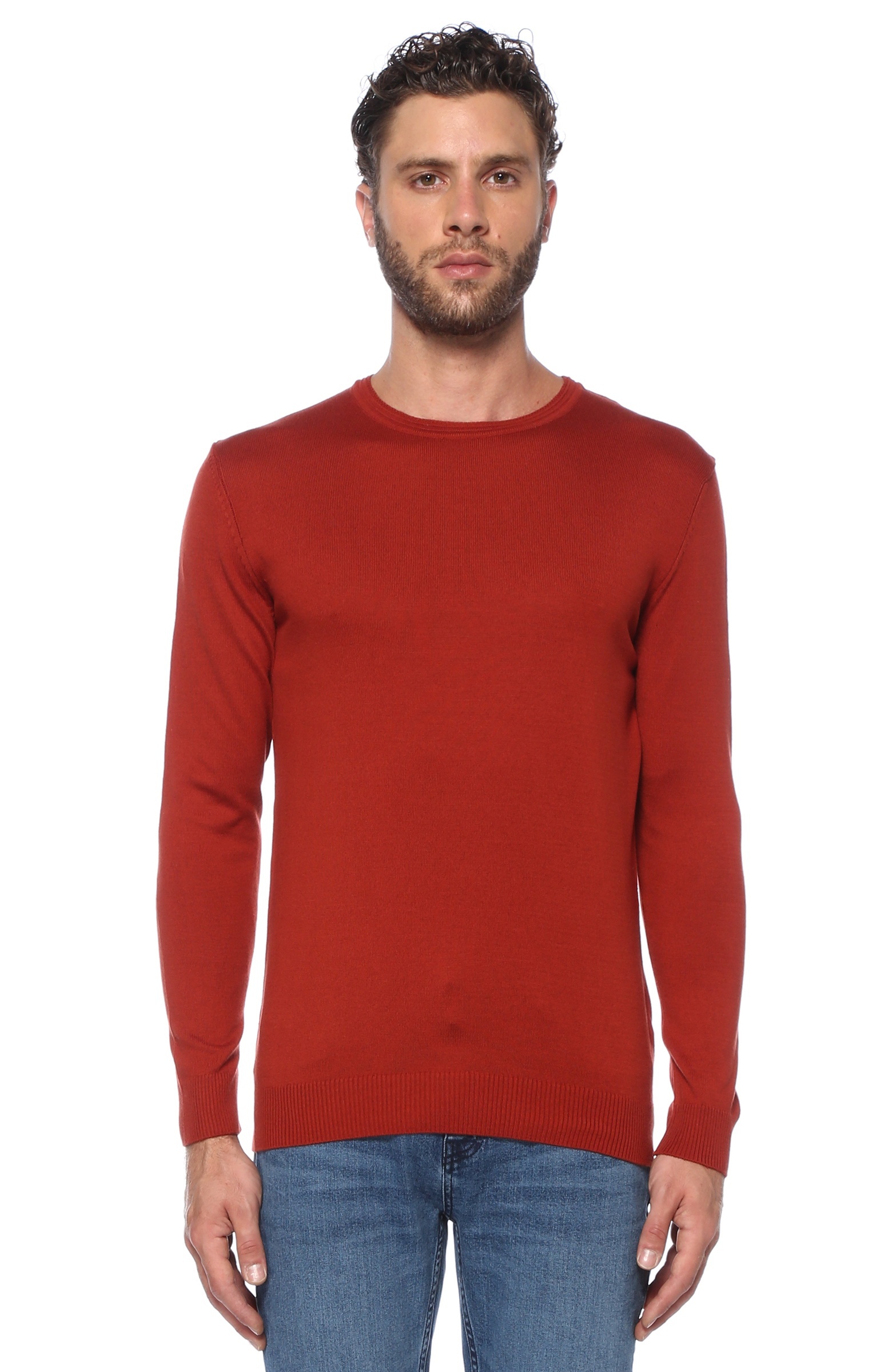 Kiremit Bisiklet Yaka Kazak