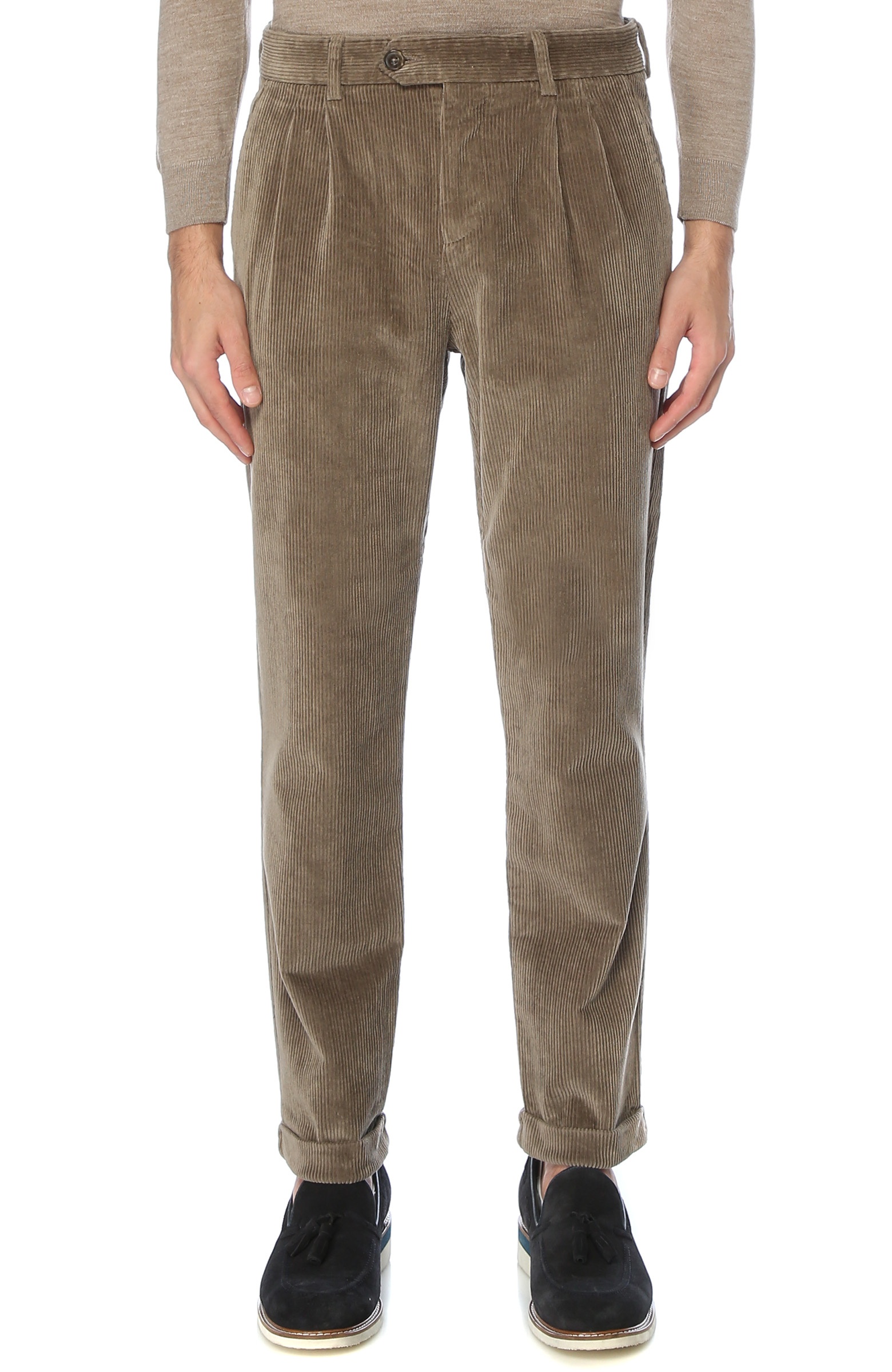 Slim Fit Vizon Çift Pilili Kadife Pantolon Slim Fit Vizon Çift Pilili Kadife Pantolon