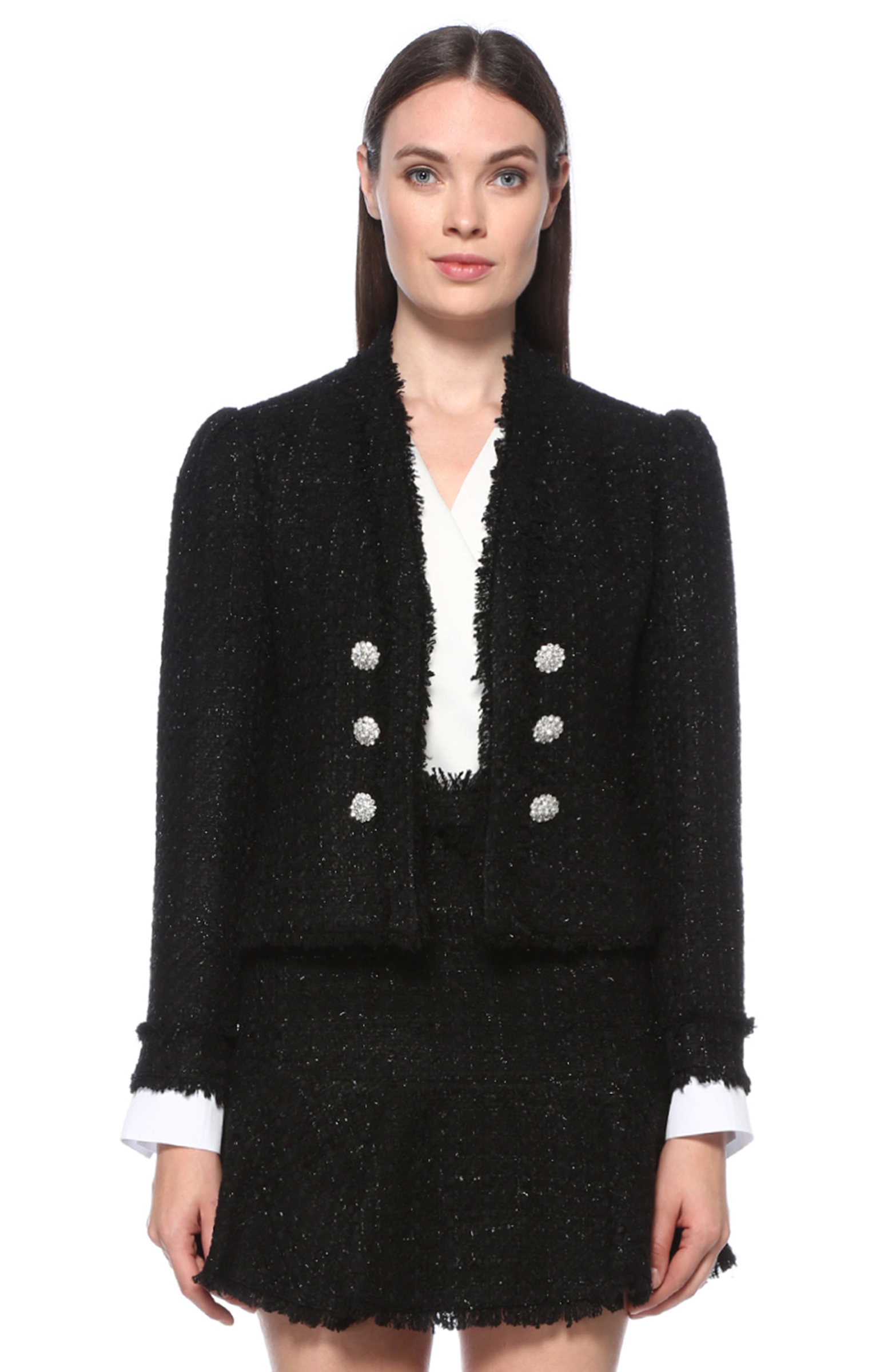 Regular Fit Siyah Şal Yaka Tweed Ceket Regular Fit Siyah Şal Yaka Tweed Ceket