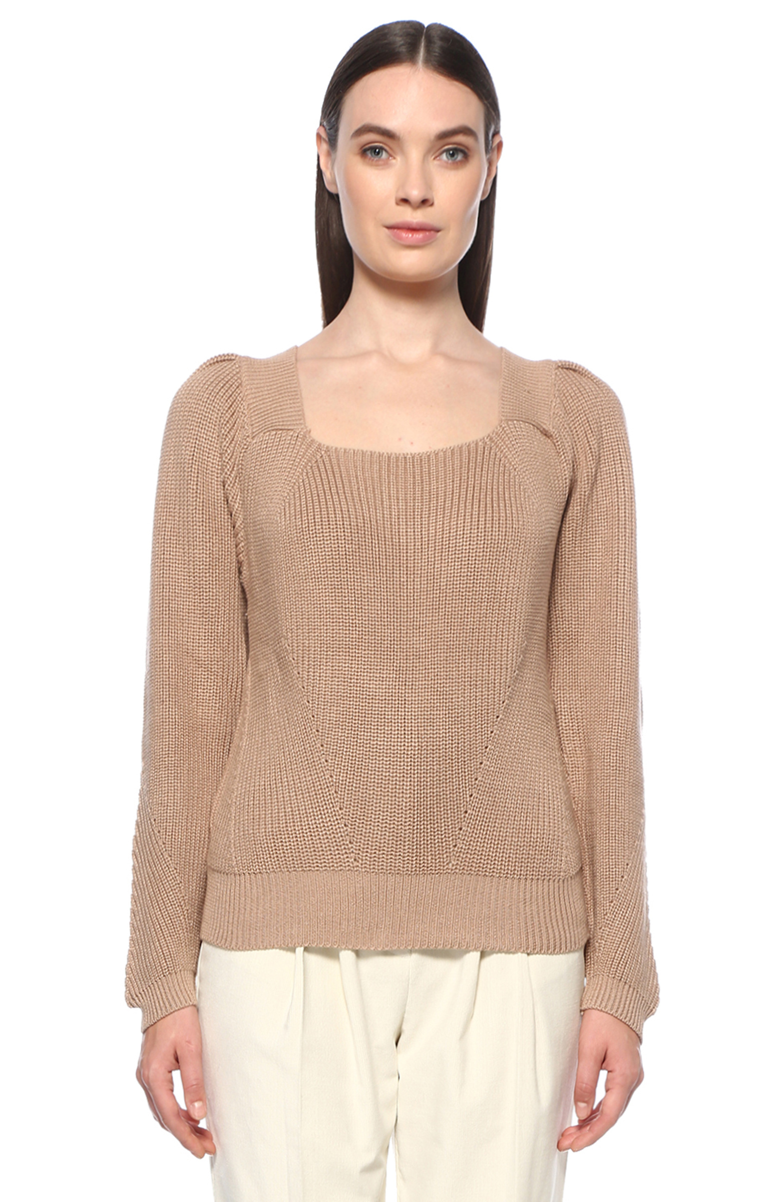 Regular Fit Camel Ajurlu Kazak