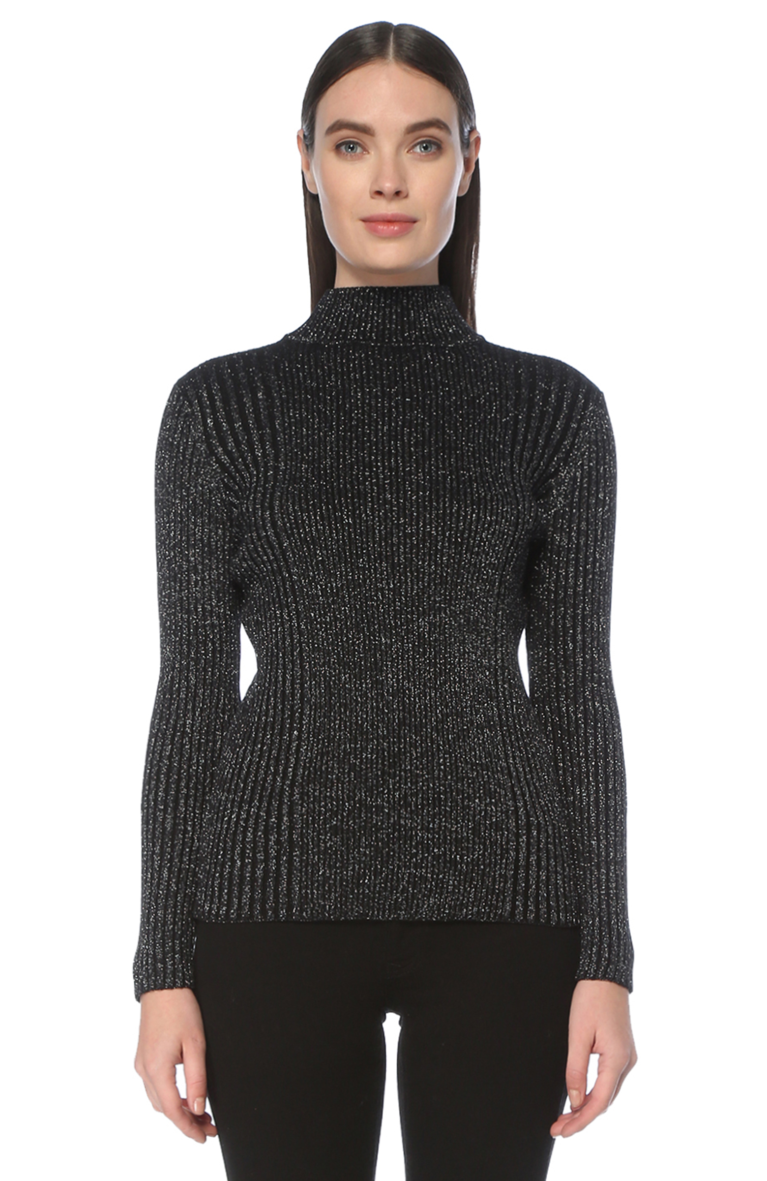 Slim Fit Antrasit Sırt Dekolteli Kazak Slim Fit Antrasit Sırt Dekolteli Kazak