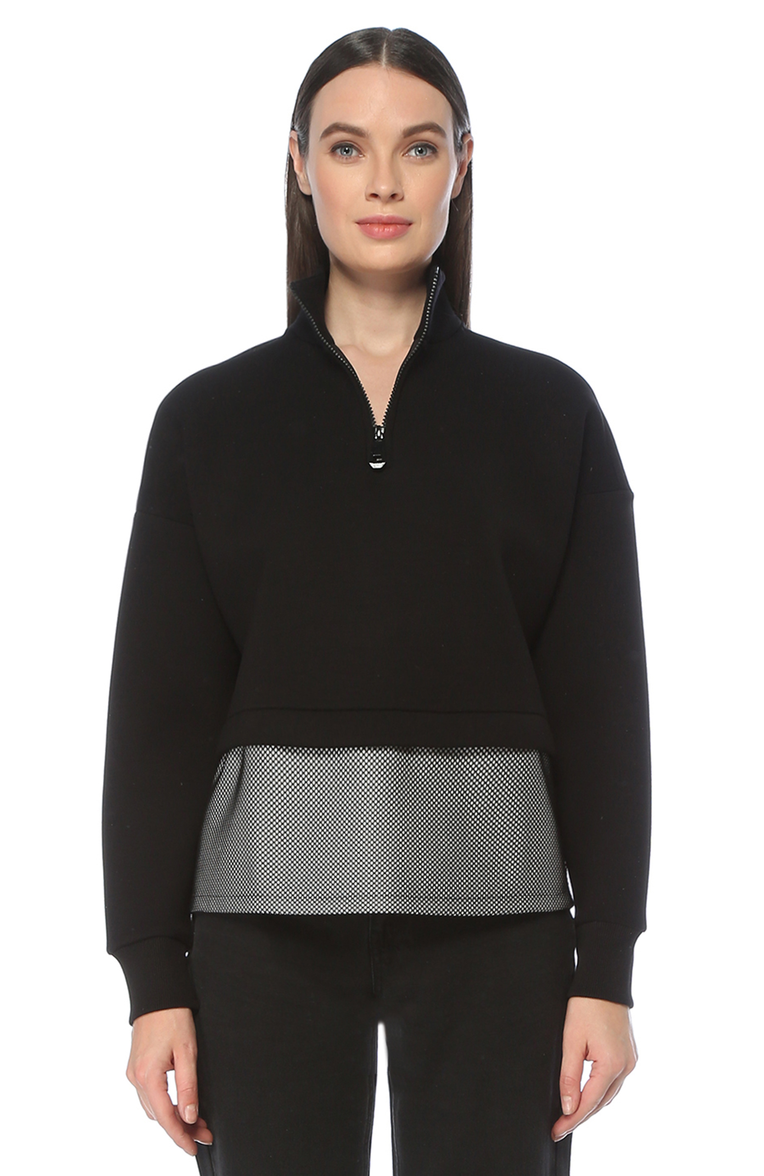 Siyah File Doku Detaylı Sweatshirt Siyah File Doku Detaylı Sweatshirt