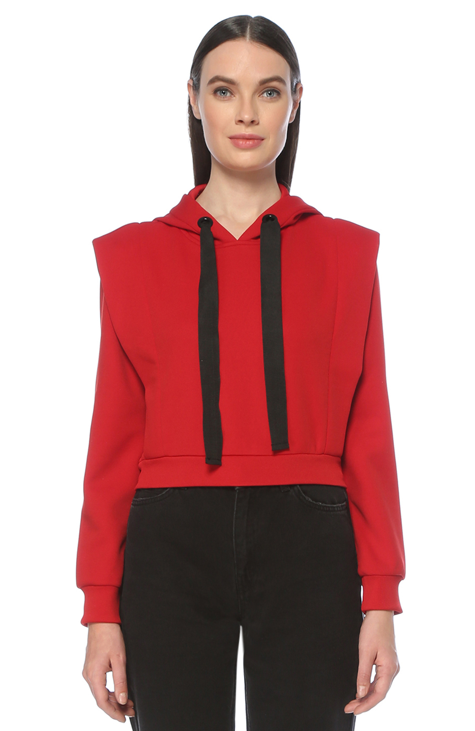 Kırmızı Kapüşonlu Sweatshirt