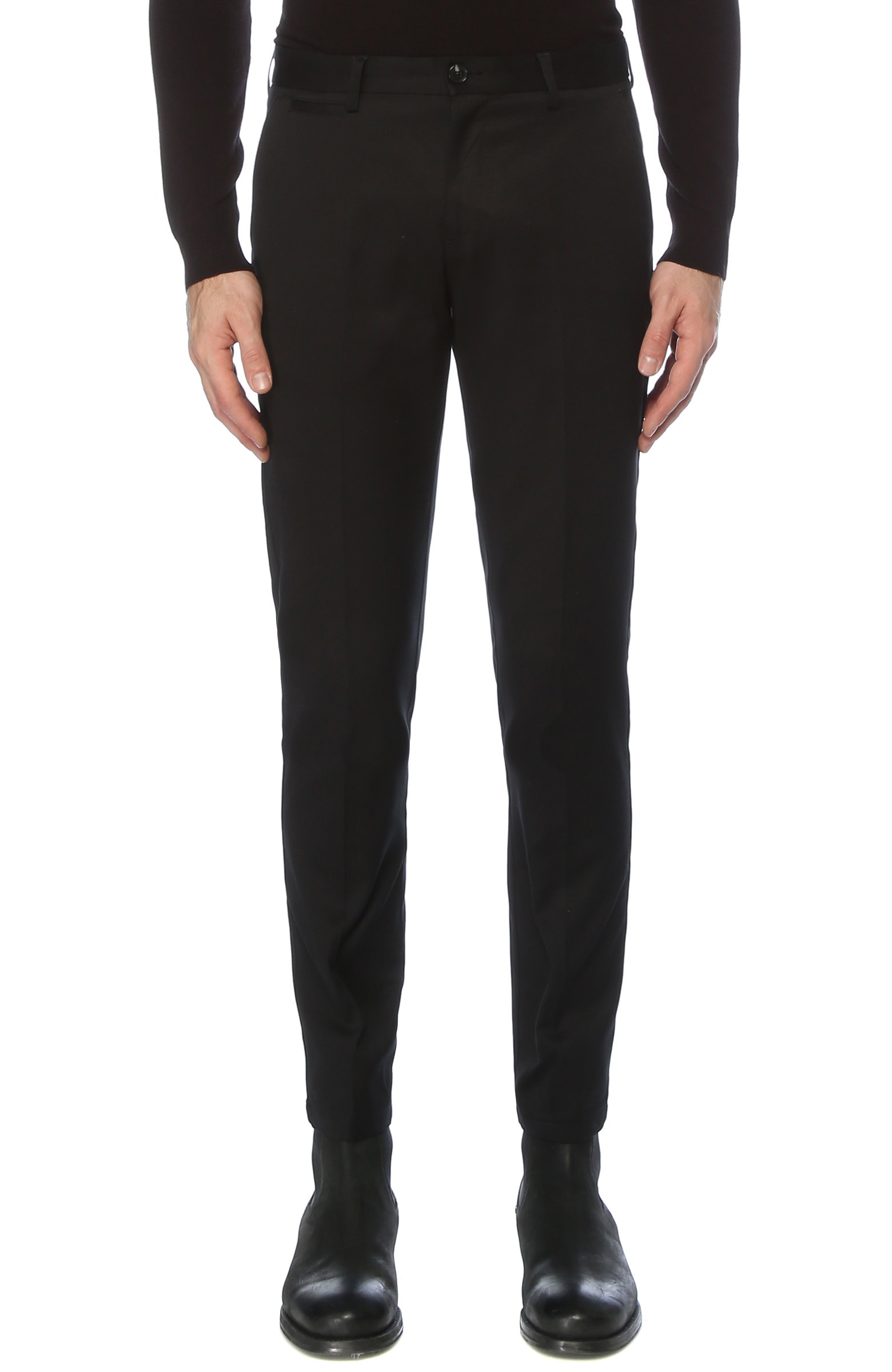 Drop Slim Fit Siyah Normal Bel Armürlü Pantolon Drop Slim Fit Siyah Normal Bel Armürlü Pantolon