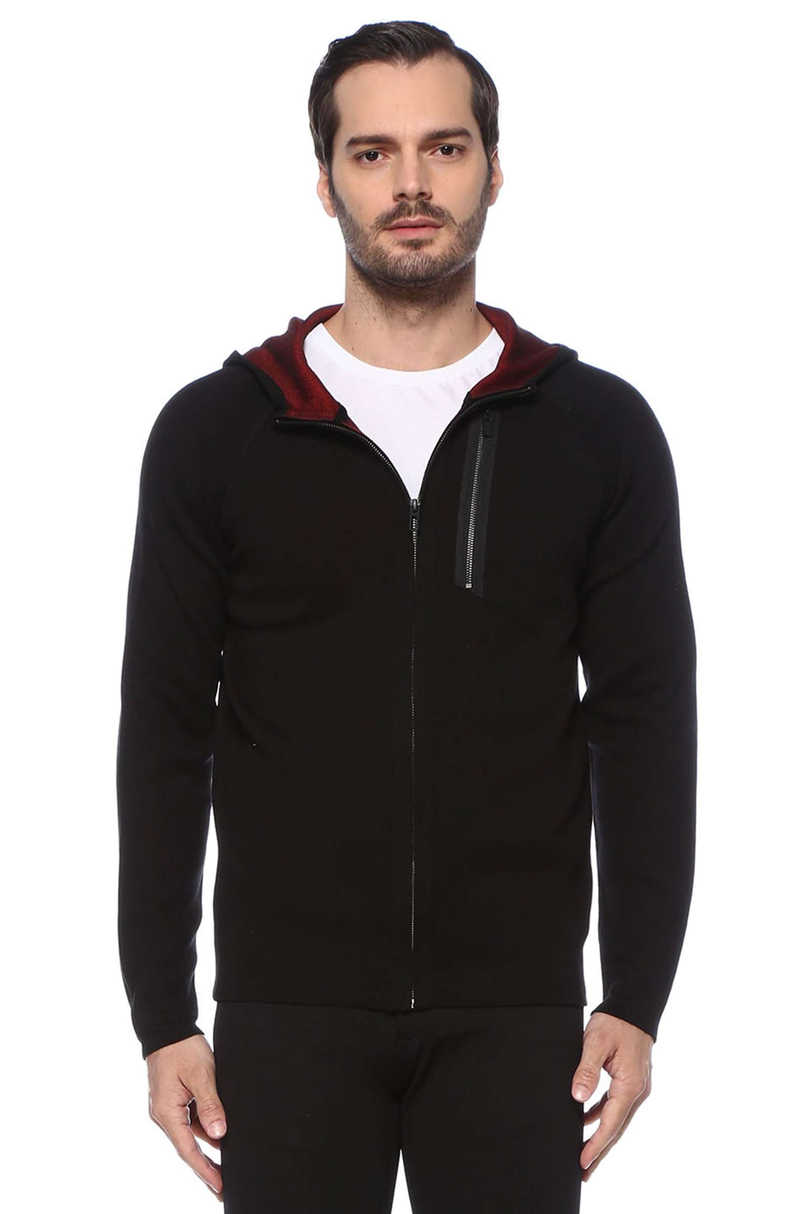 Siyah Kapüşonlu Hırka