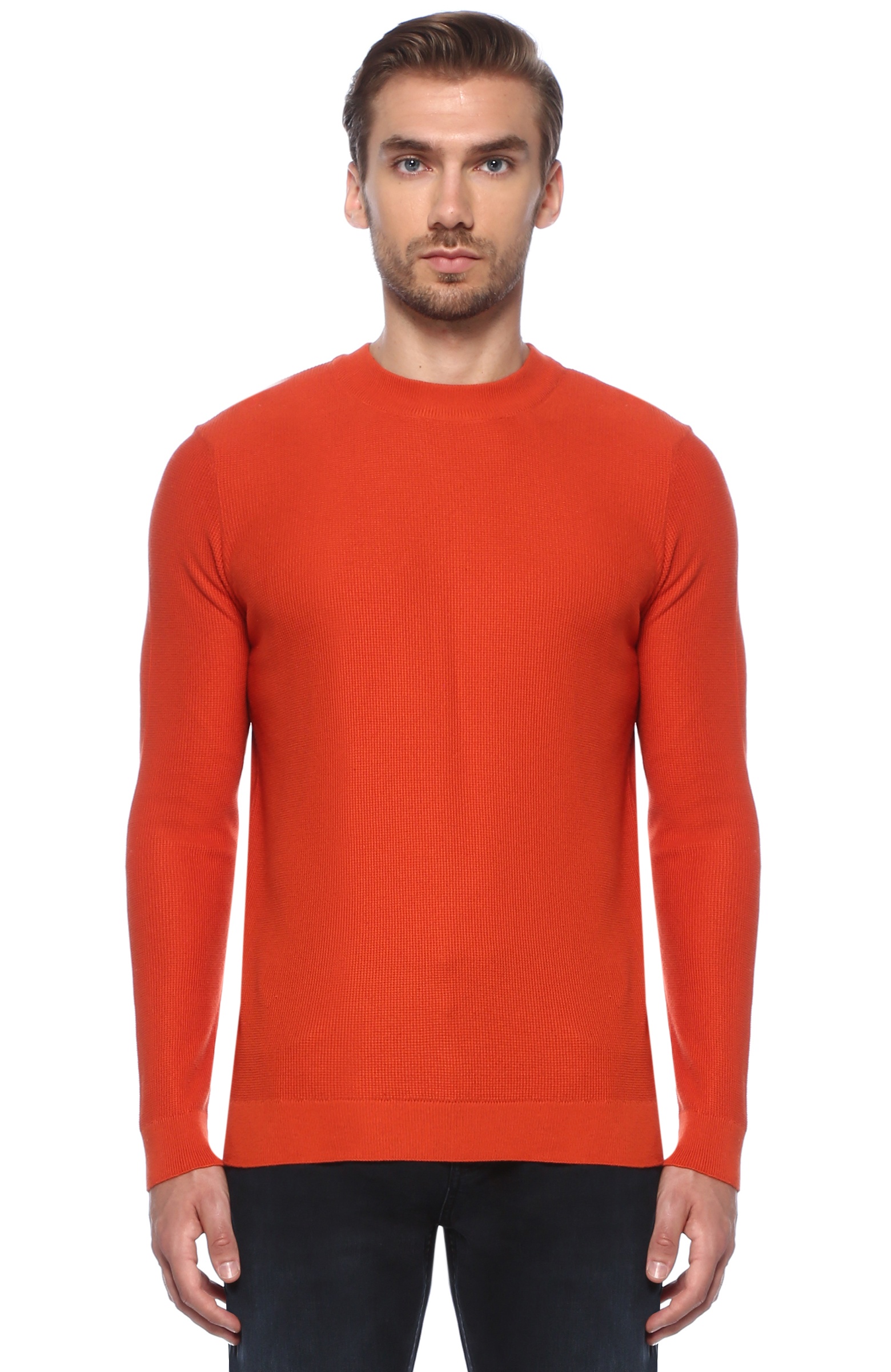 Turuncu Bisiklet Yaka Kazak Turuncu Bisiklet Yaka Kazak