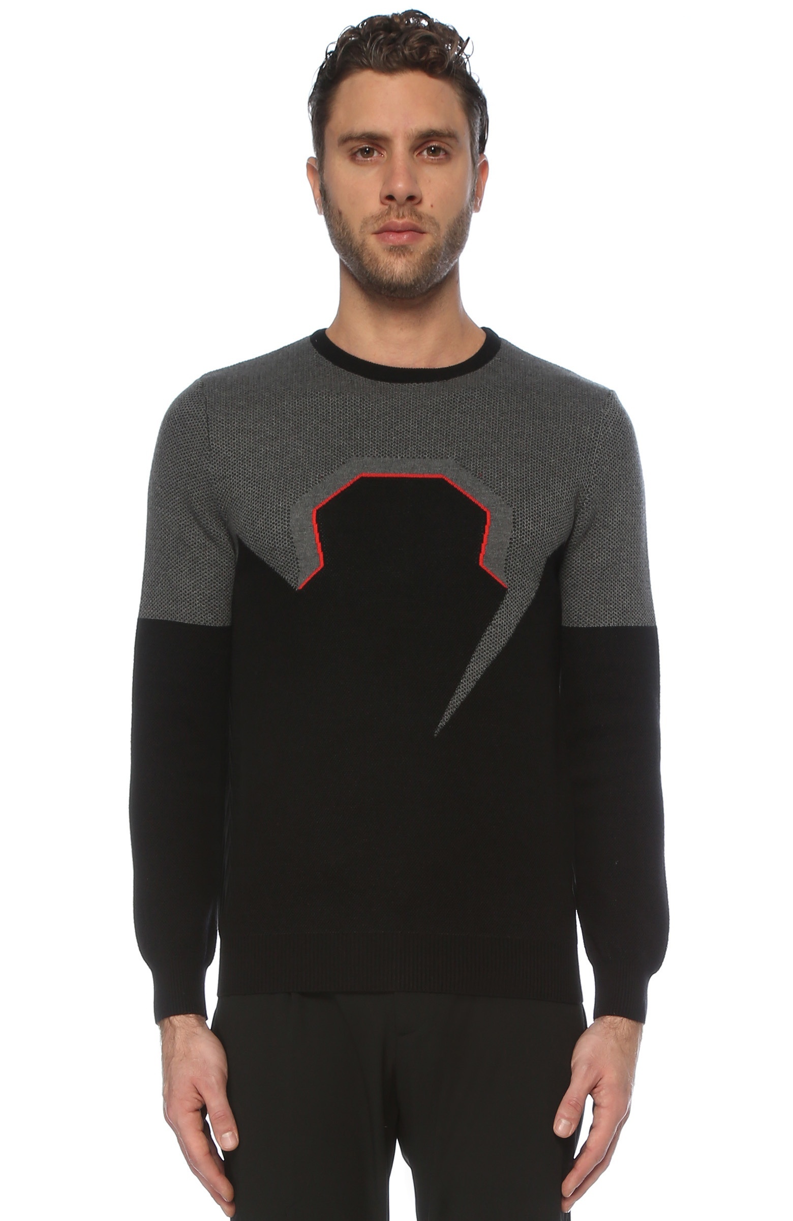 Siyah Gri Desenli Kazak