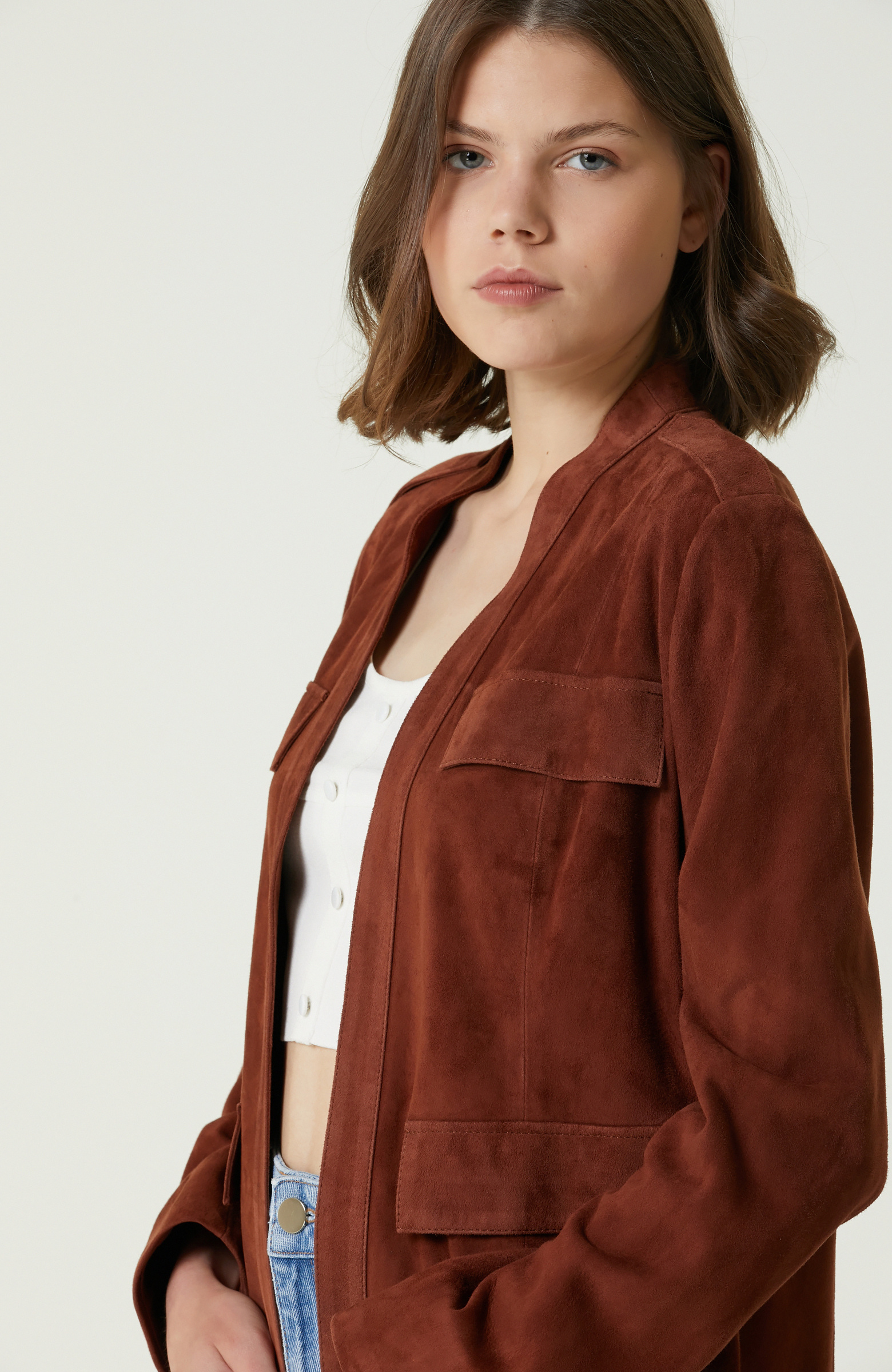 Regular Fit Kahverengi Deri Mont