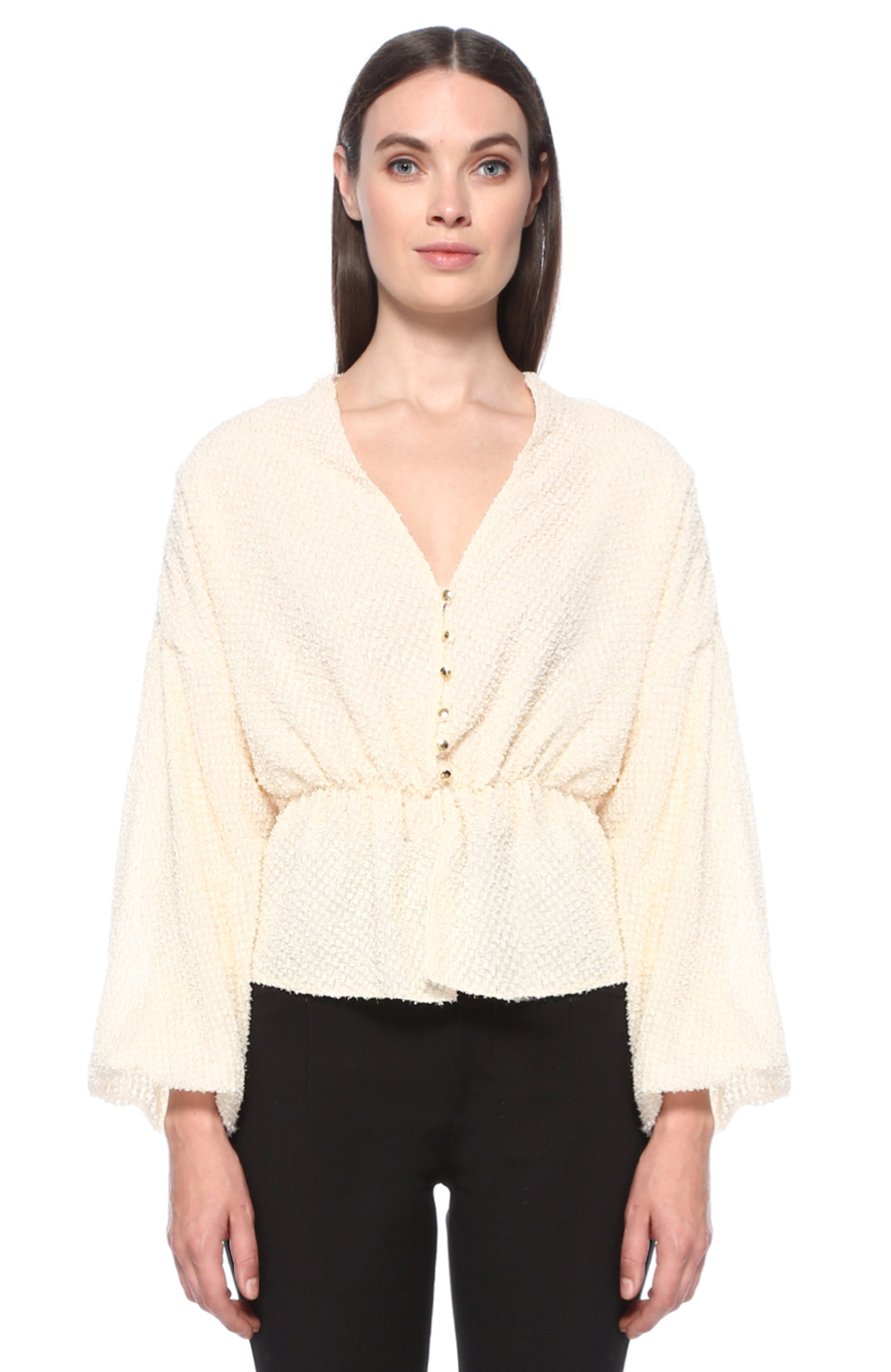 Ekru Dokulu Bluz Ekru Dokulu Bluz