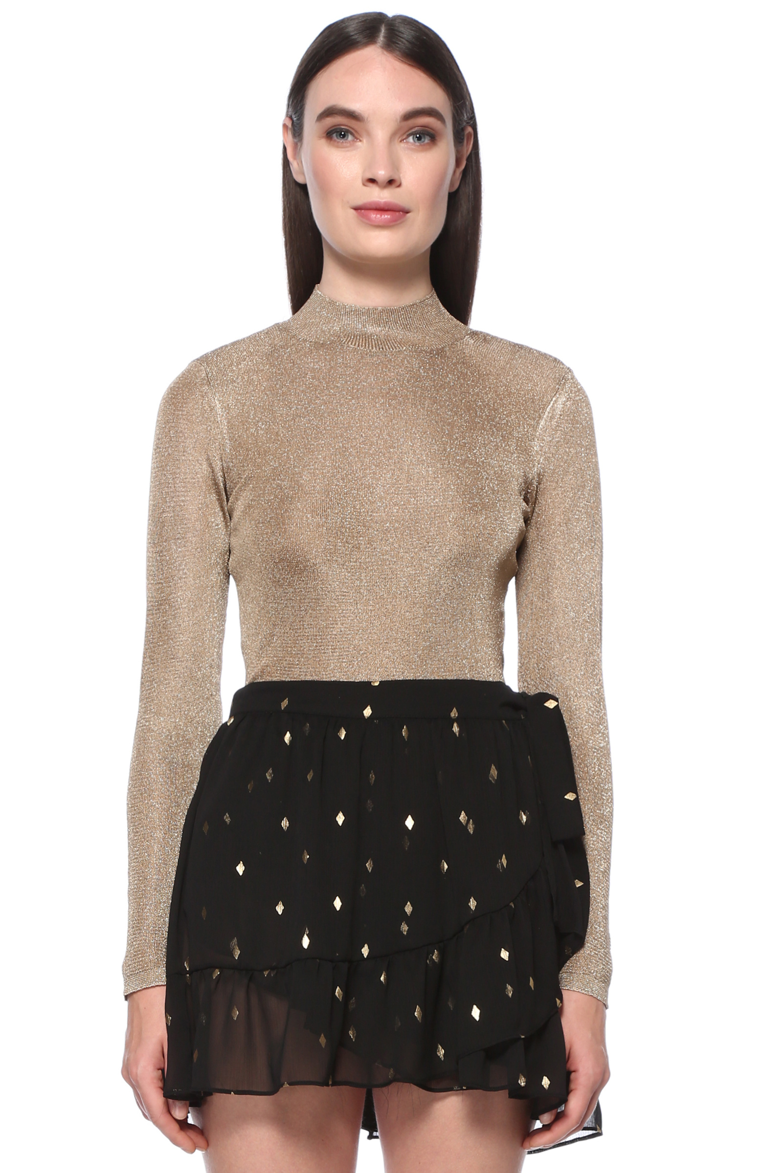 Slim Fit Gold Baıkçı Yaka Kazak