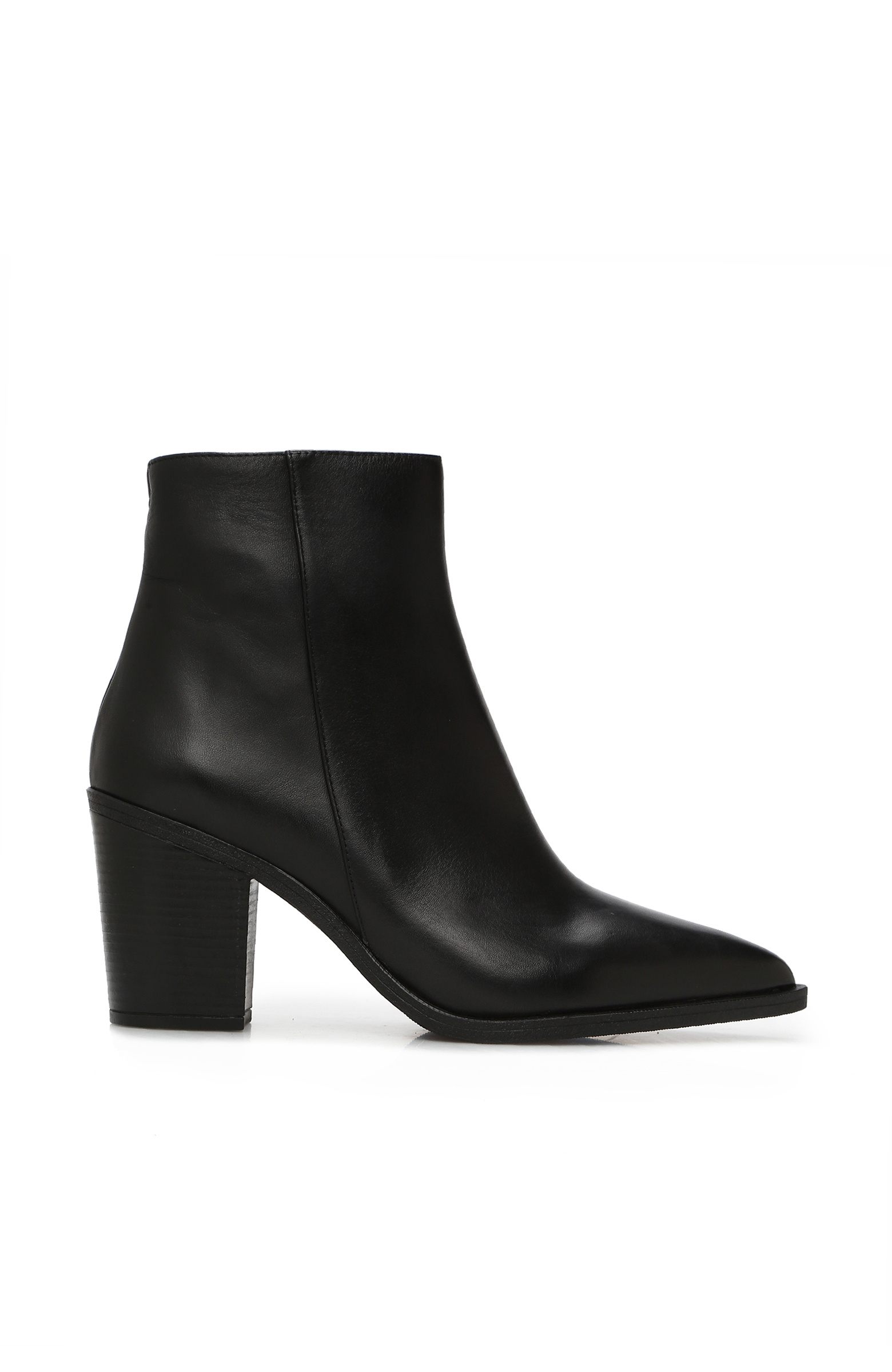 Siyah Topuklu Deri Bot