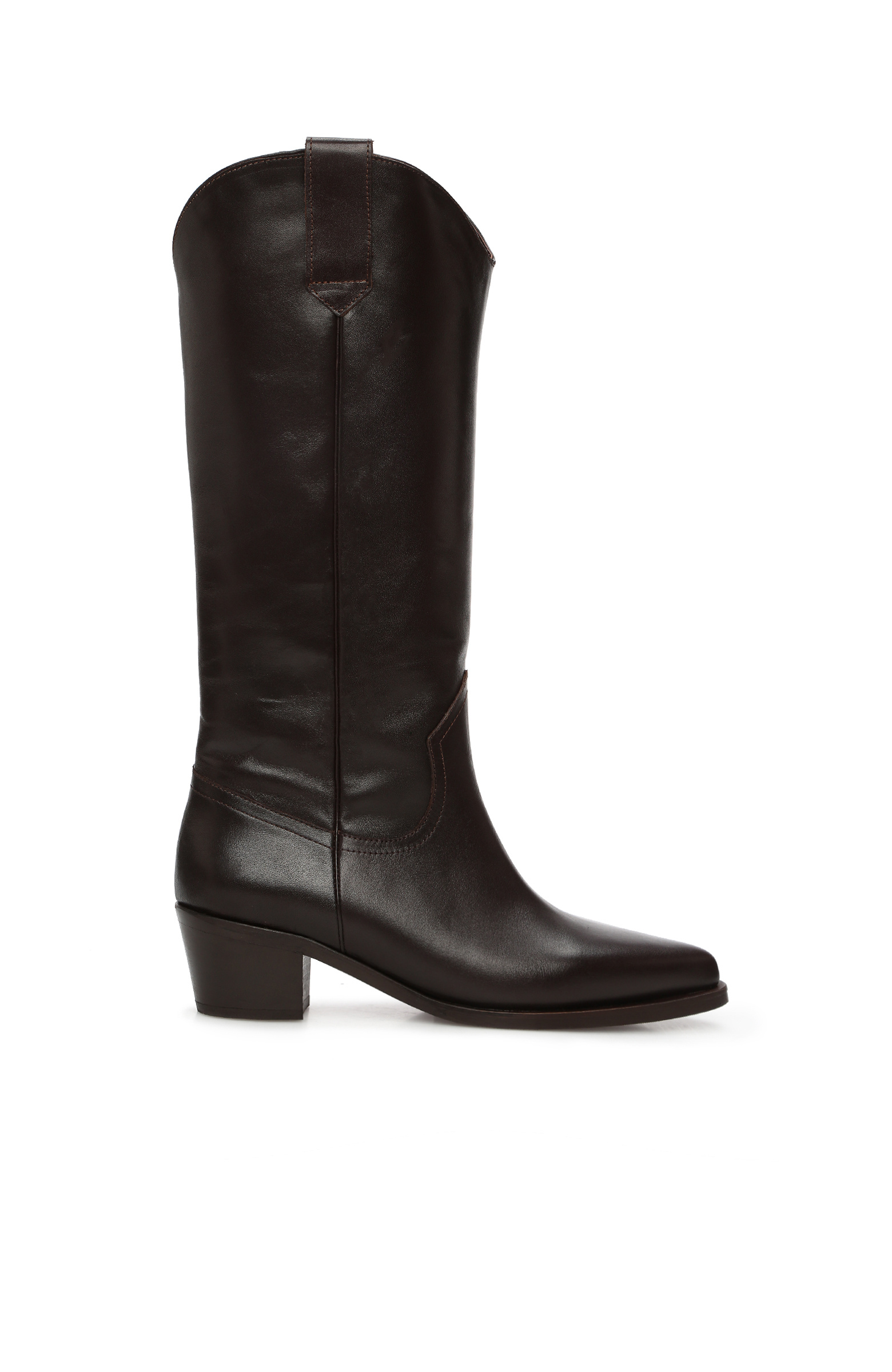 Kahverengi Topuklu Deri Çizme