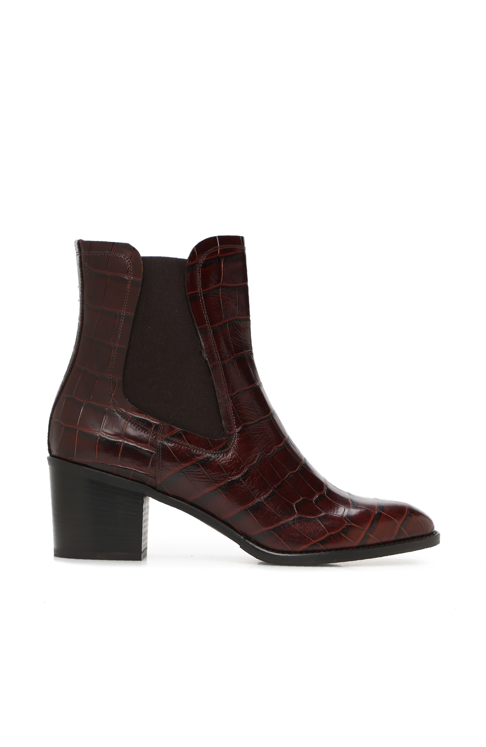 Kahverengi Kroko Dokulu Kadın Deri Bot