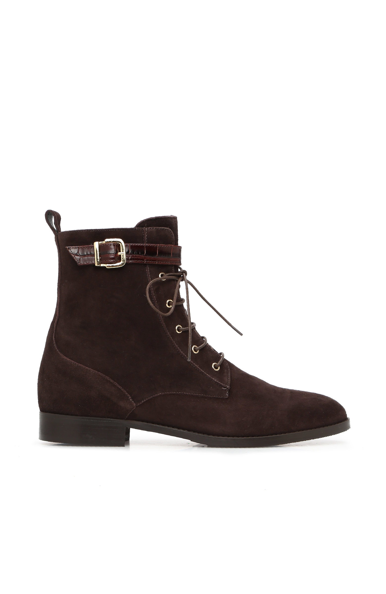 Kahverengi Kemer Detaylı Kadın Süet Bot