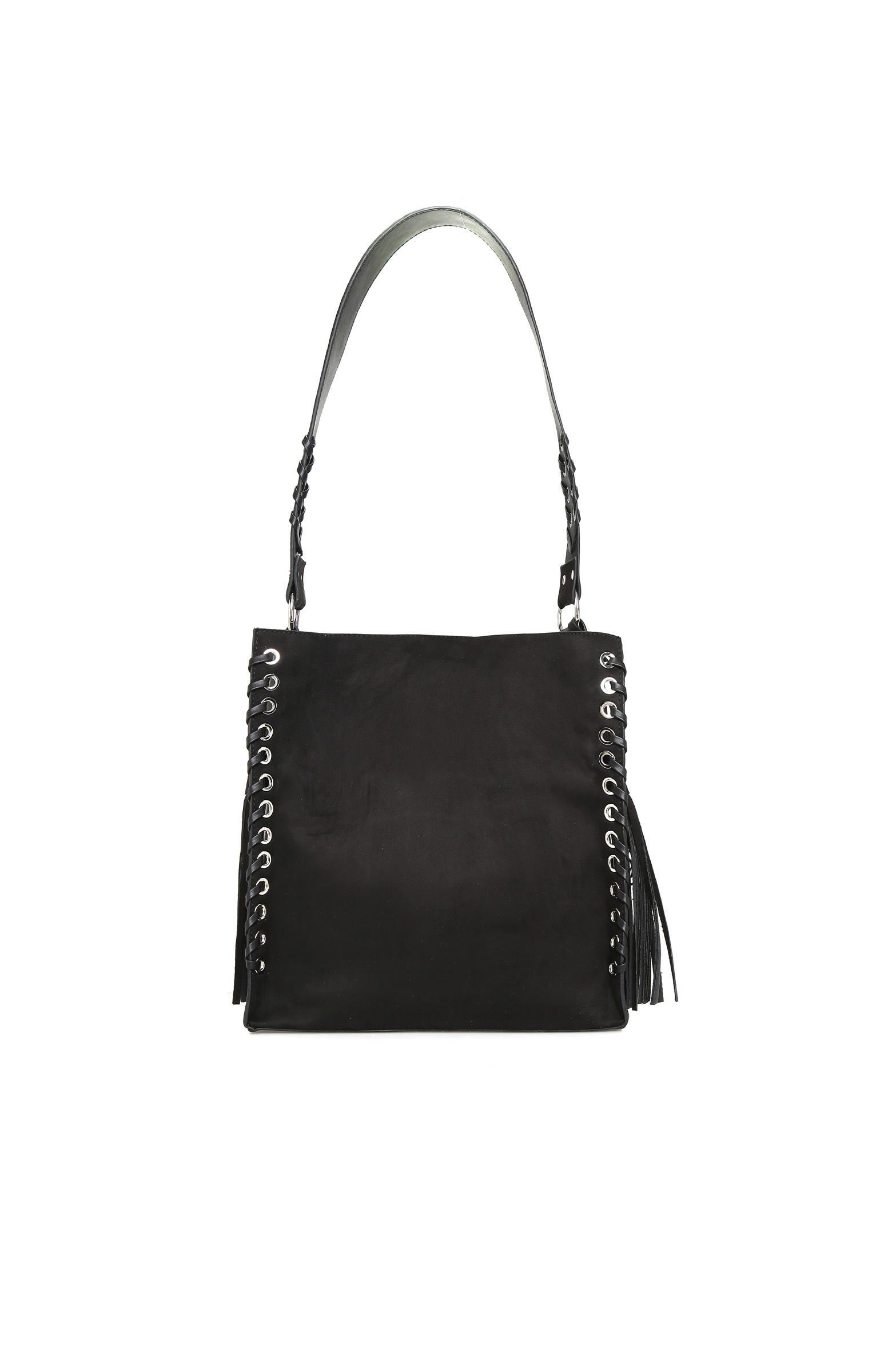 Siyah Kadın Süet Deri Omuz Çantası Siyah Kadın Süet Deri Omuz Çantası