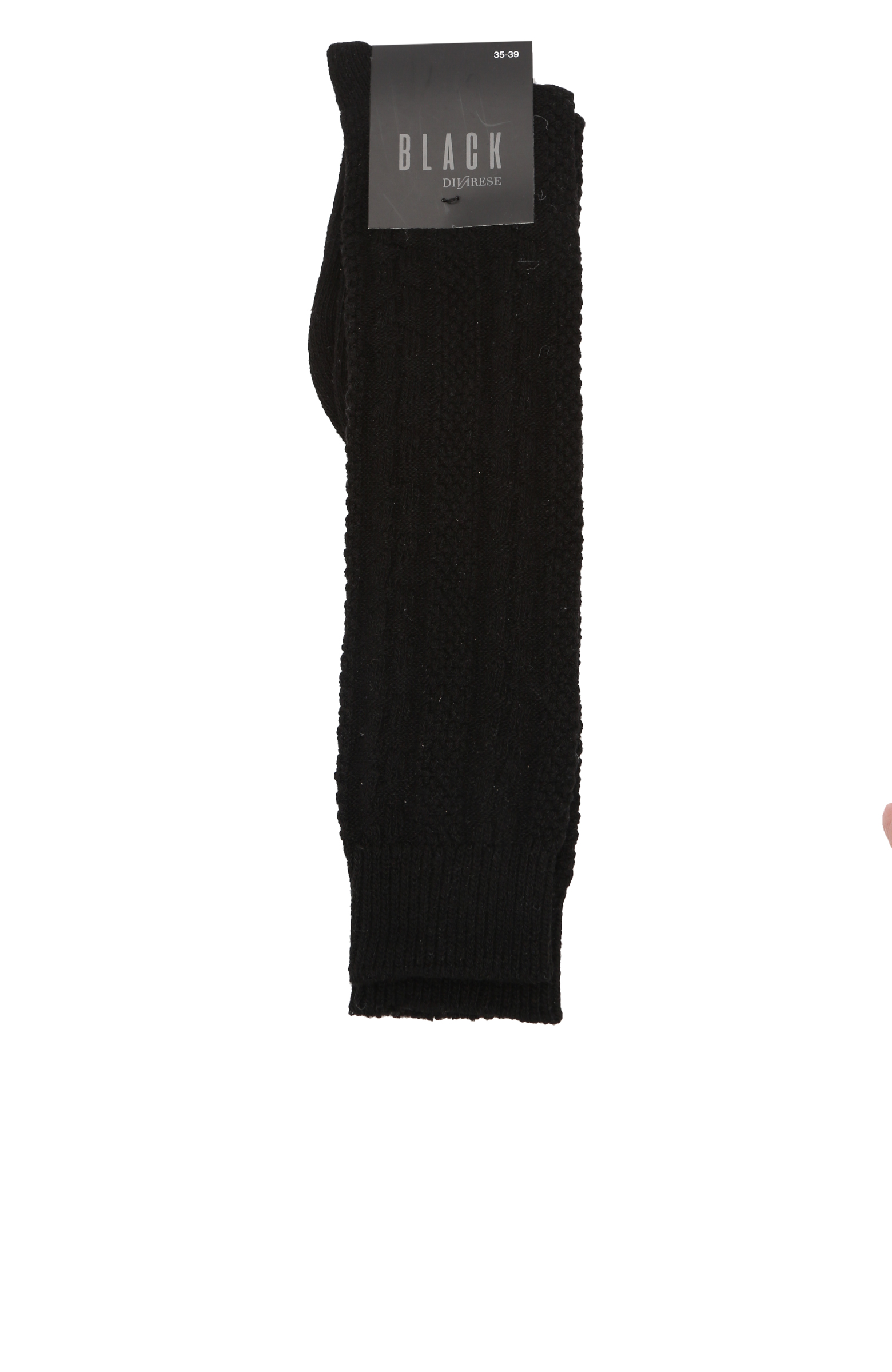 Siyah Örgü Dokulu Kadın Çorap