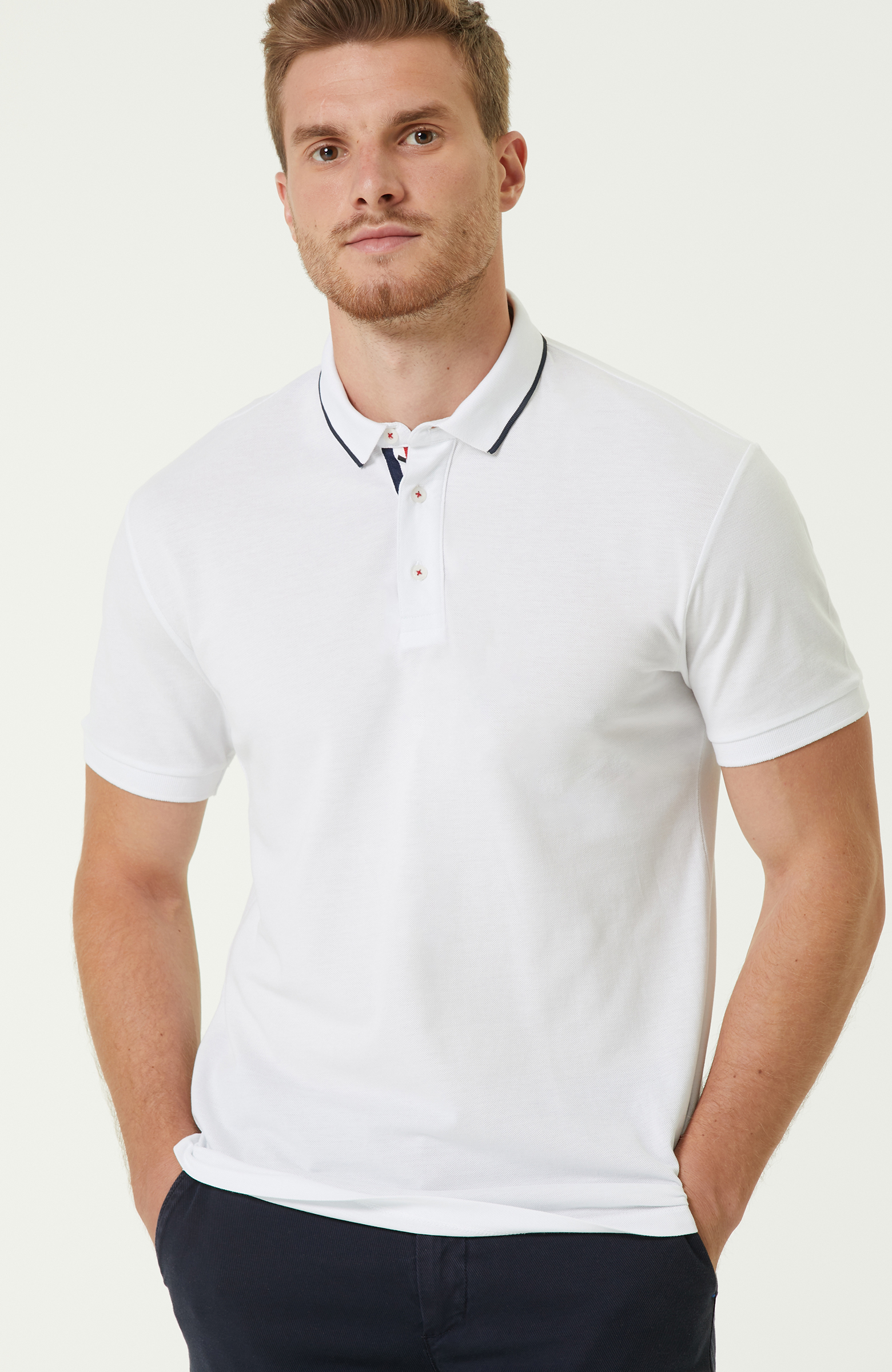 Slim Fit Beyaz Polo Yaka T-shirt