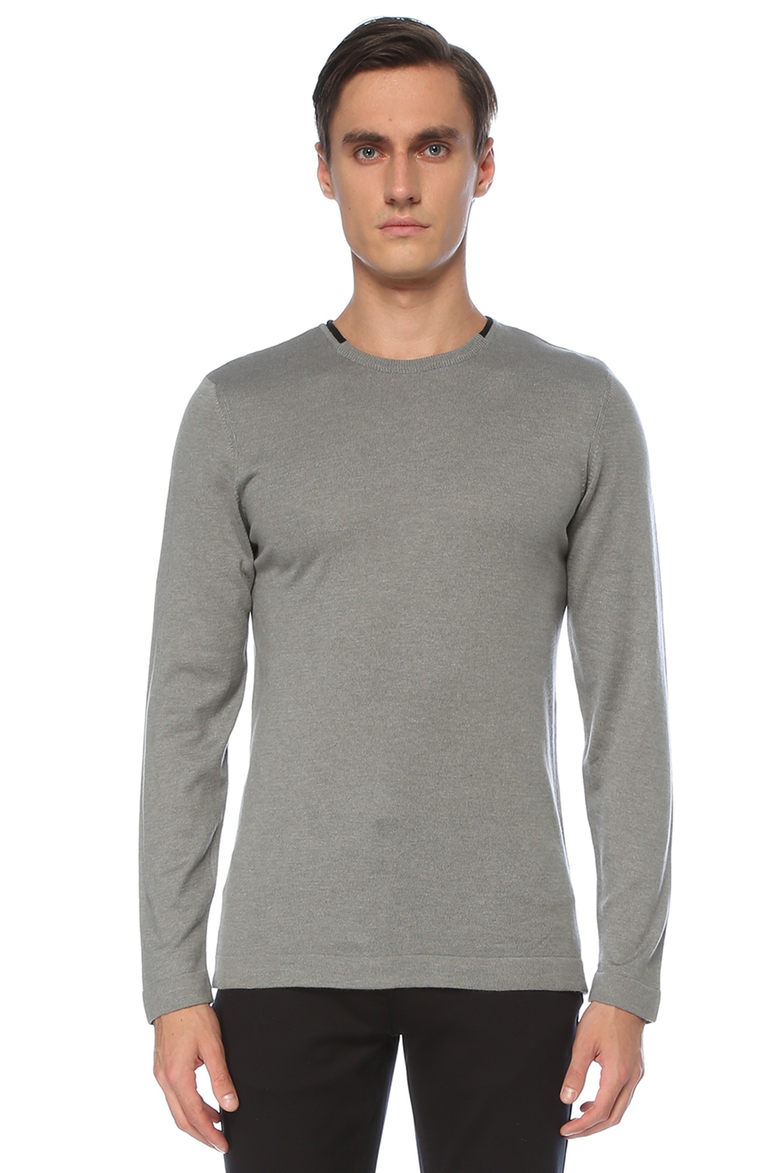 Gri Bisiklet Yaka Biyeli Kazak Gri Bisiklet Yaka Biyeli Kazak