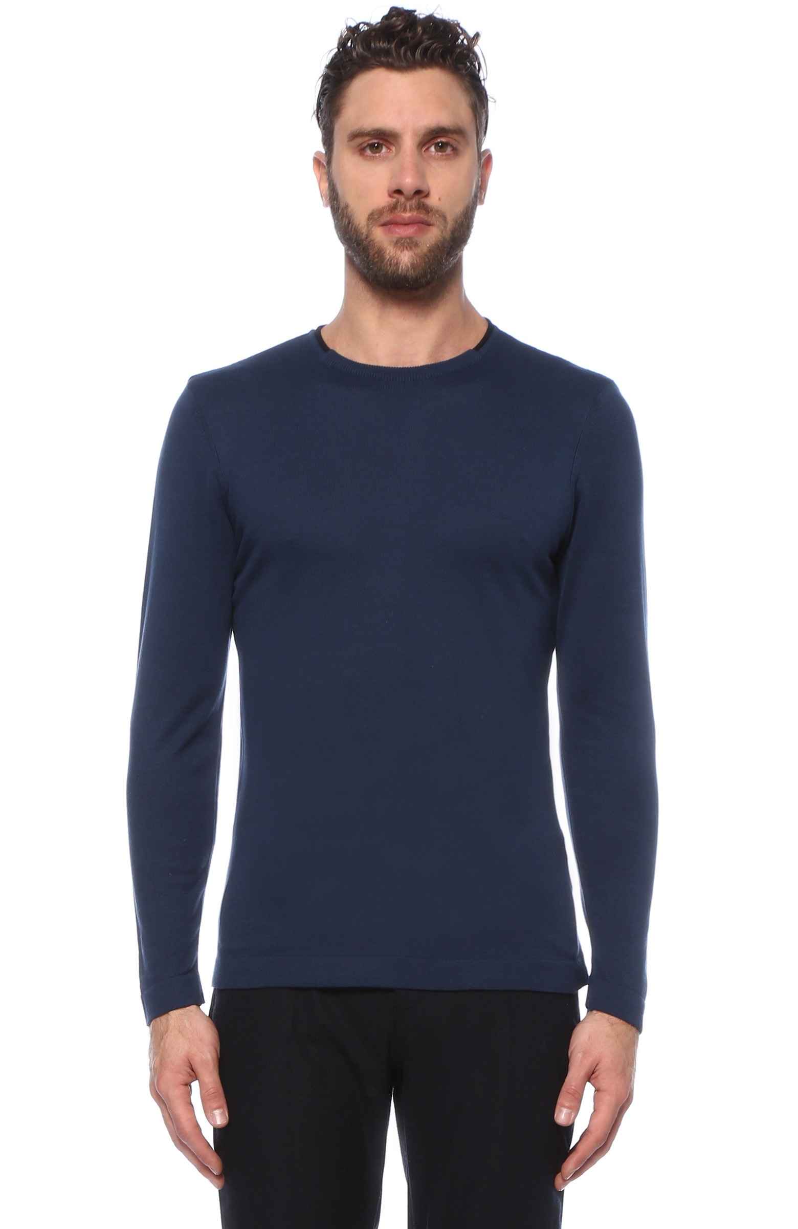 Lacivert Bisiklet Yaka Kazak