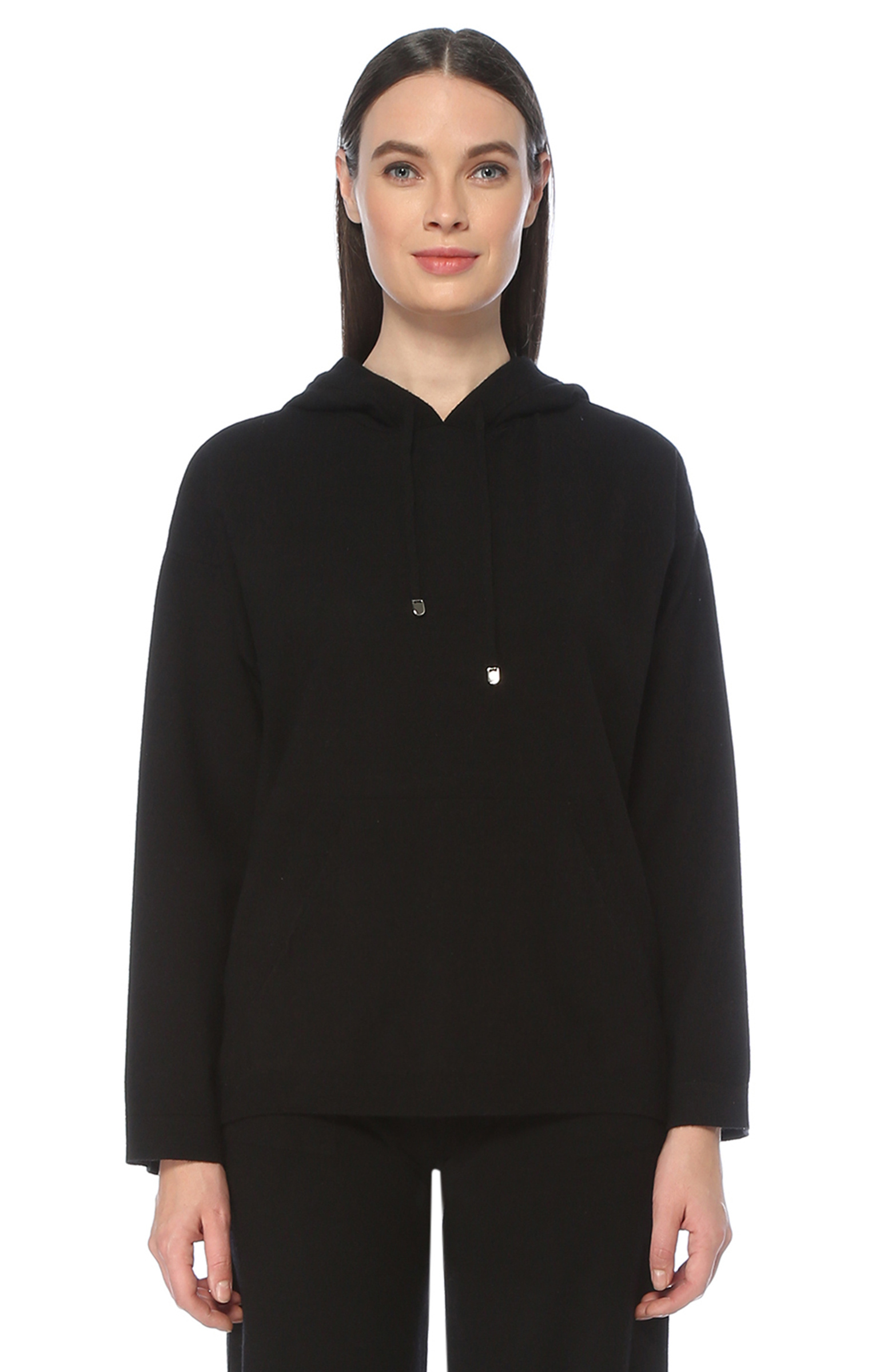 Siyah Kapüşonlu Sweatshirt