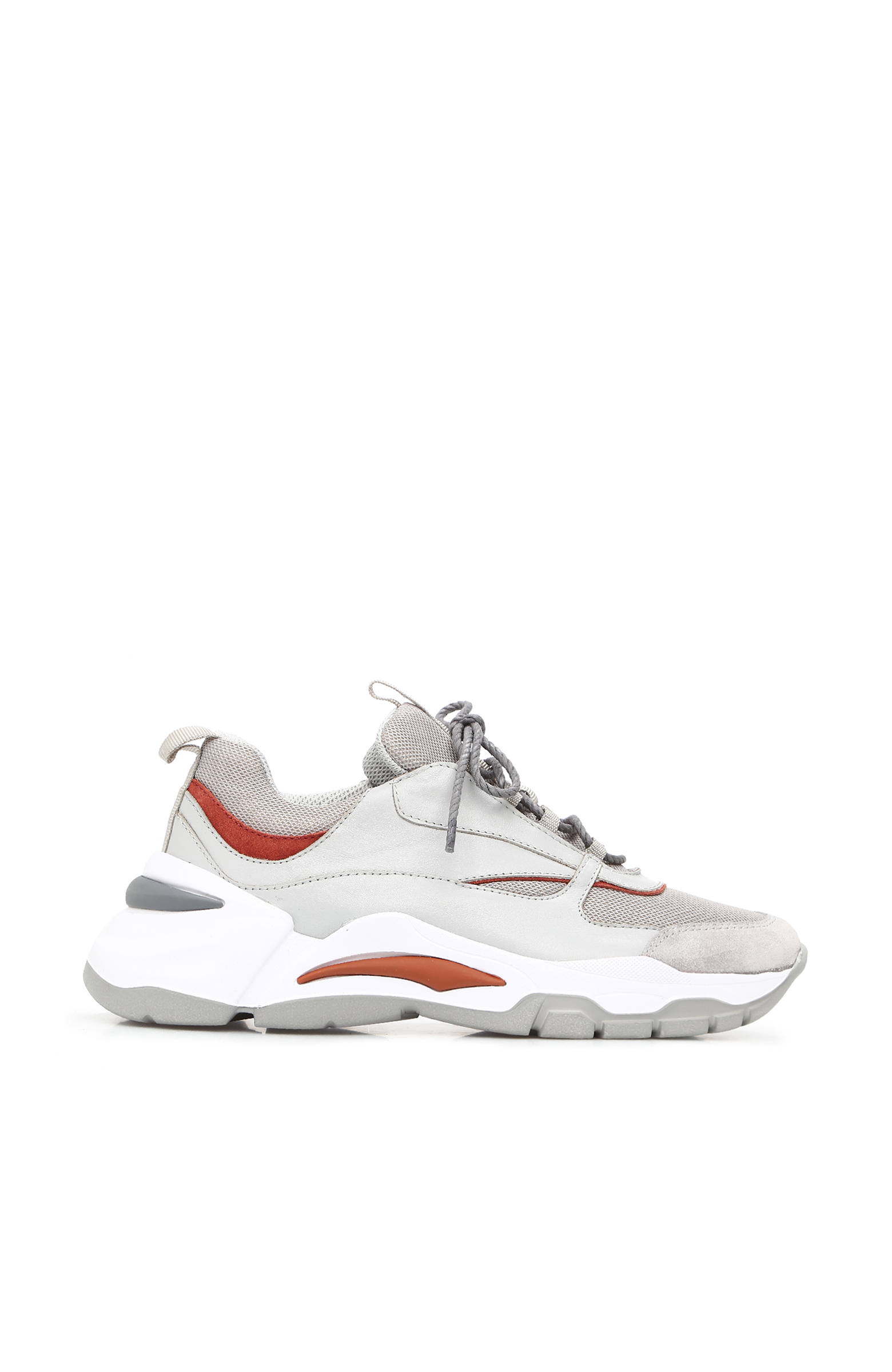 Gri Kiremit Eva Tabanlı Kadın Deri Sneaker Gri Kiremit Eva Tabanlı Kadın Deri Sneaker