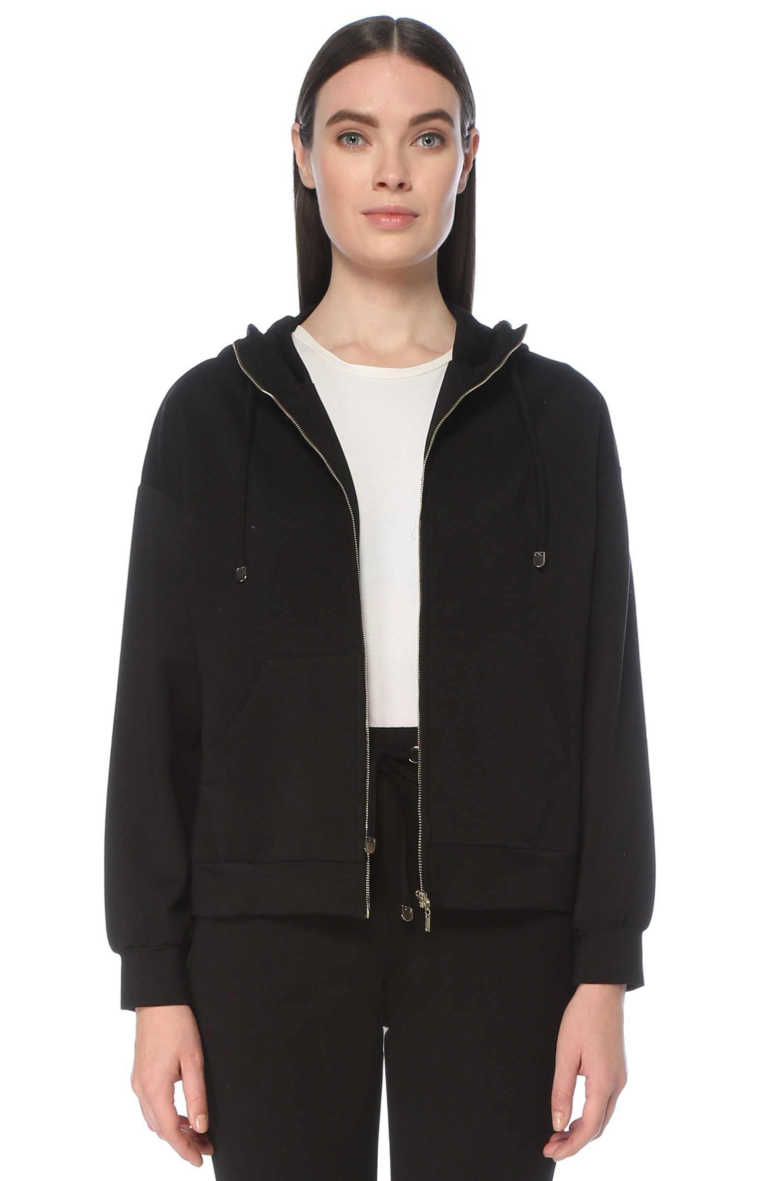 Siyah Kapüşonlu Sweatshirt