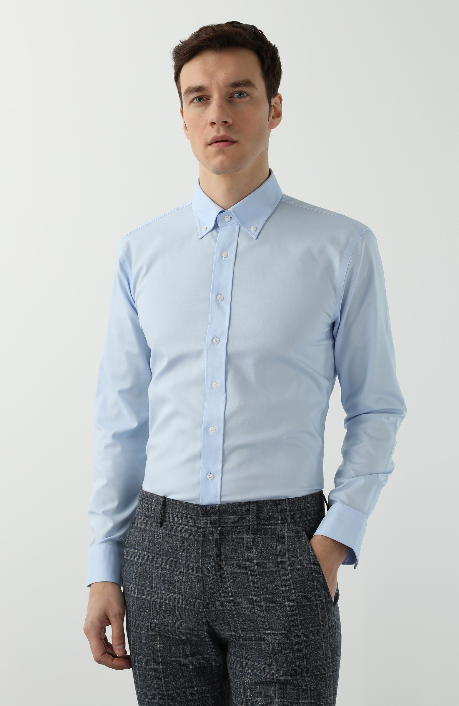 Slim Fit Mavi Oxford Gömlek