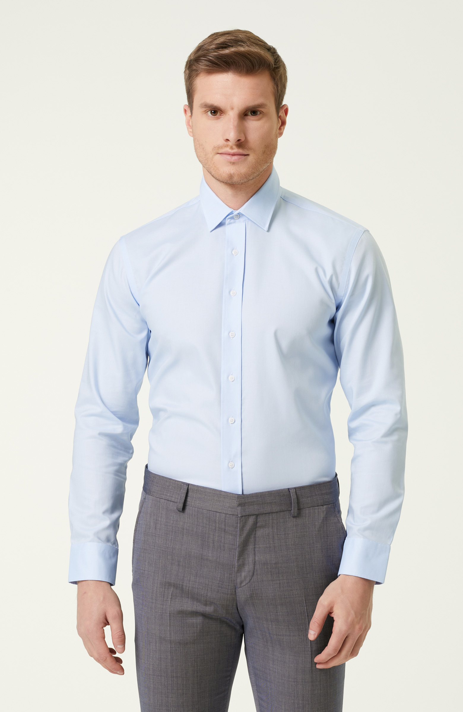 Slim Fit Mavi Oxford Gömlek