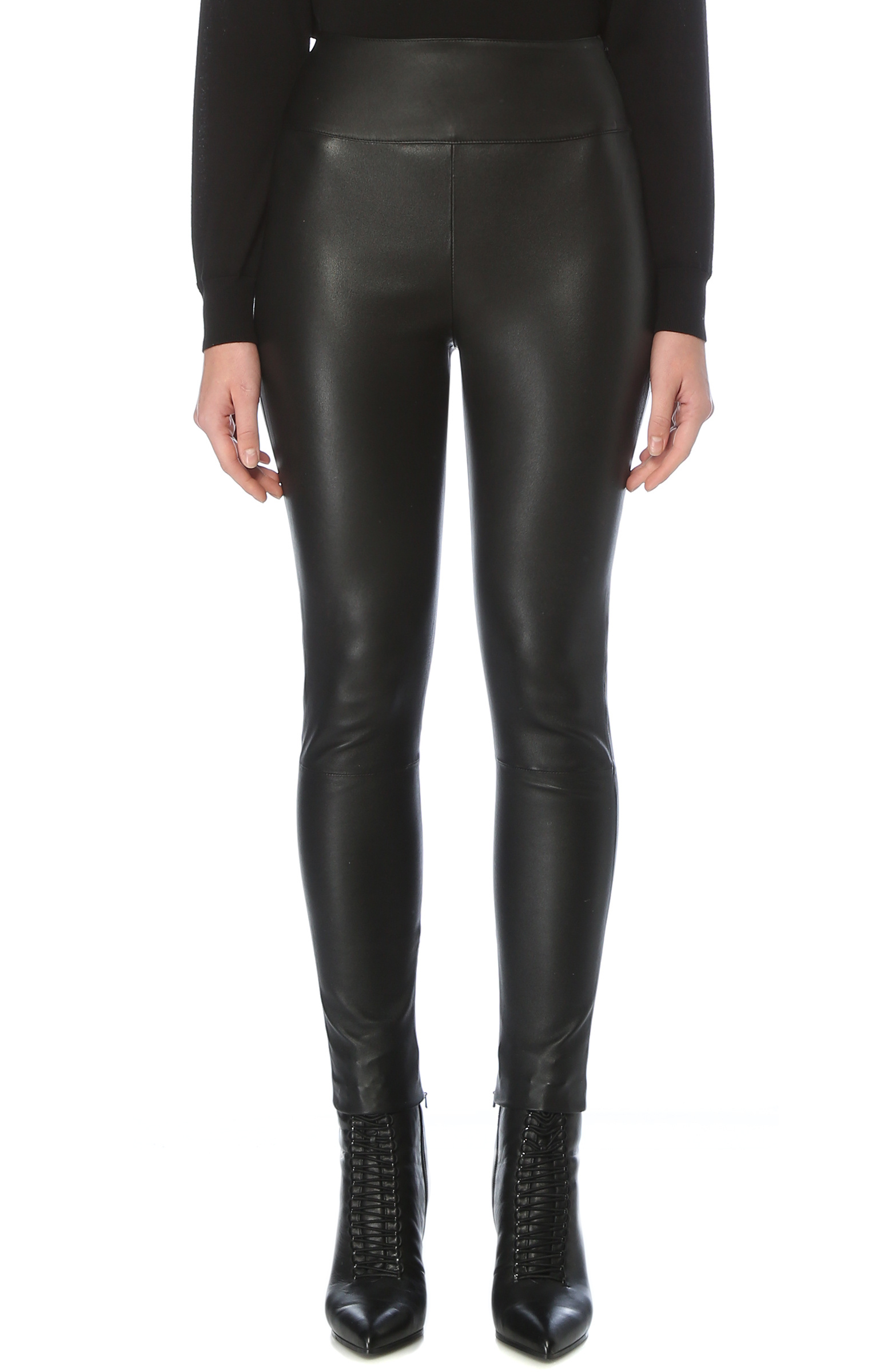 Siyah Parlak Dokulu Pantolon