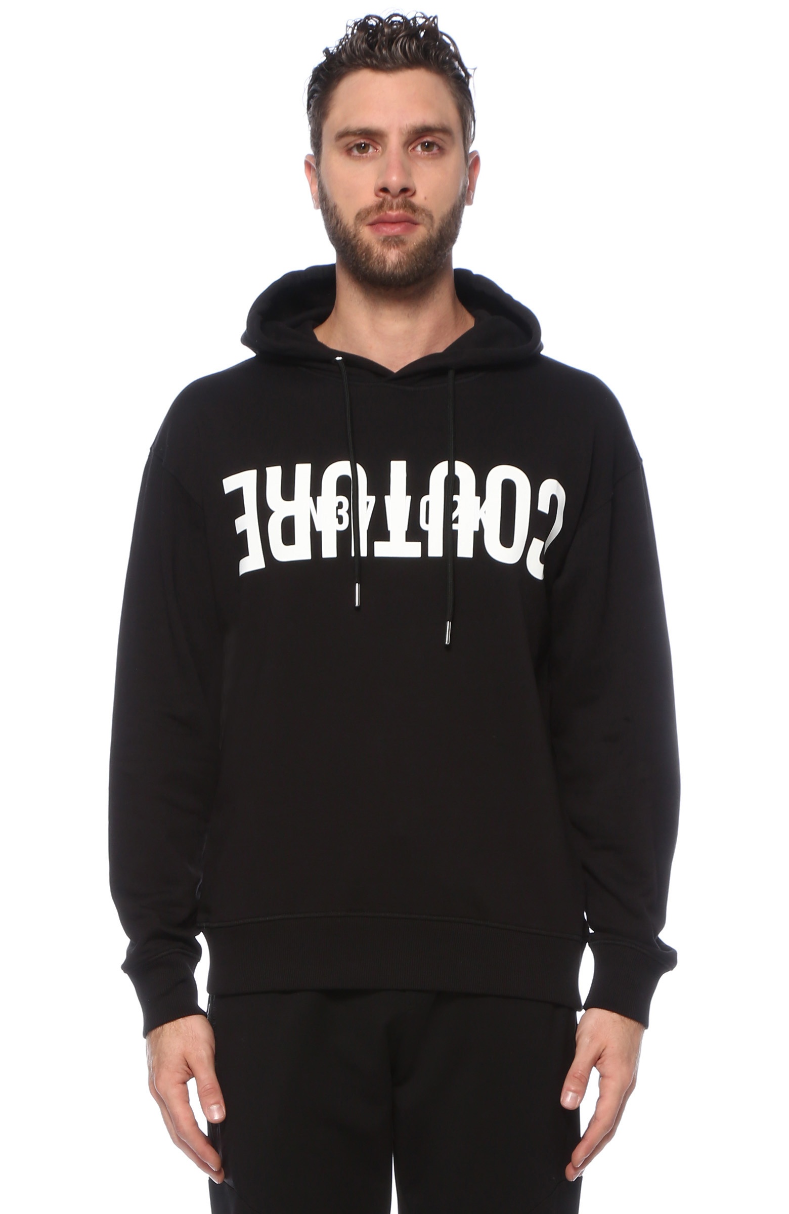 Siyah Kapüşonlu Baskılı Sweatshirt Siyah Kapüşonlu Baskılı Sweatshirt