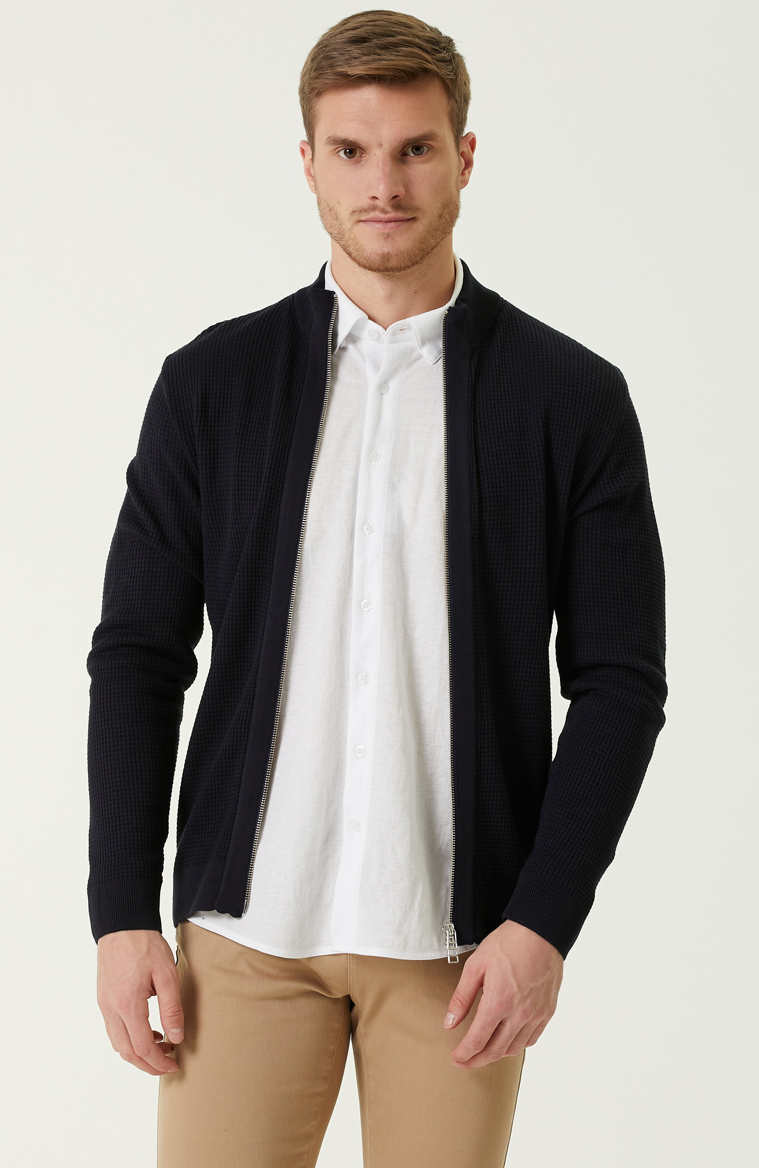 Slim Fit Lacivert Hırka